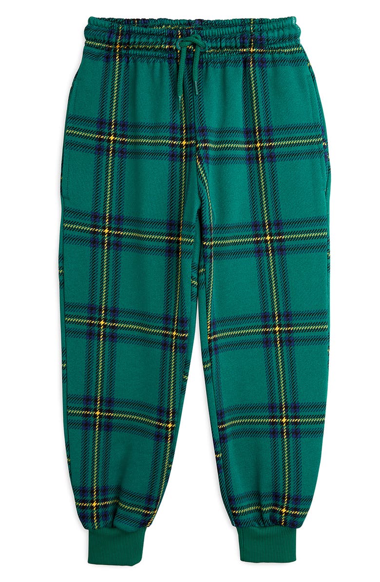 Mini Rodini Kids' Check Print Organic Cotton Fleece Sweatpants ...