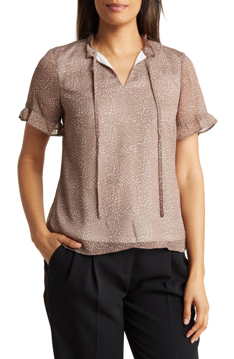 CeCe Tie Ruffle Short Sleeve Top | Nordstromrack