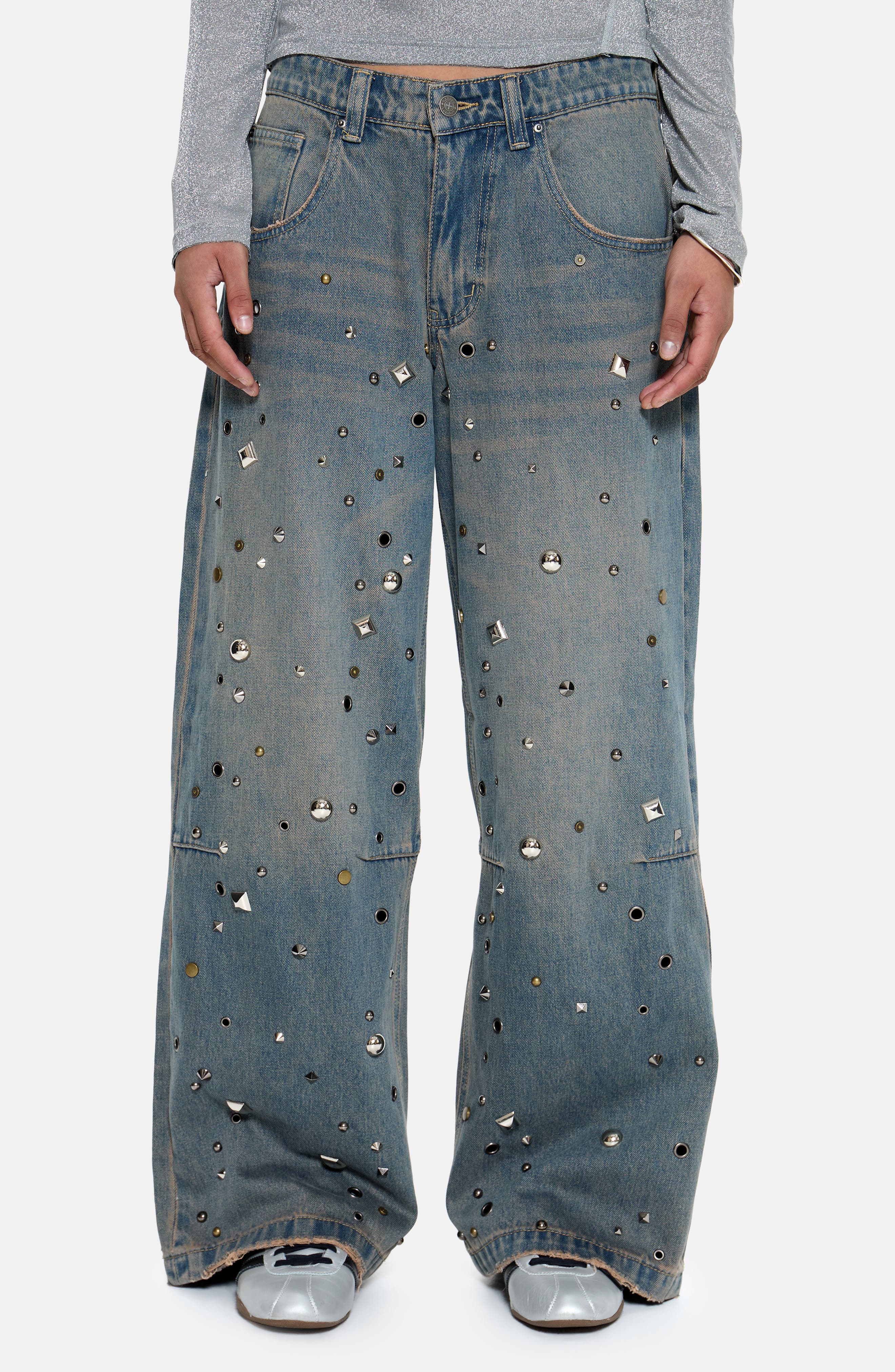 JADED LONDON Bolted Studded Colossus Jeans | Nordstrom