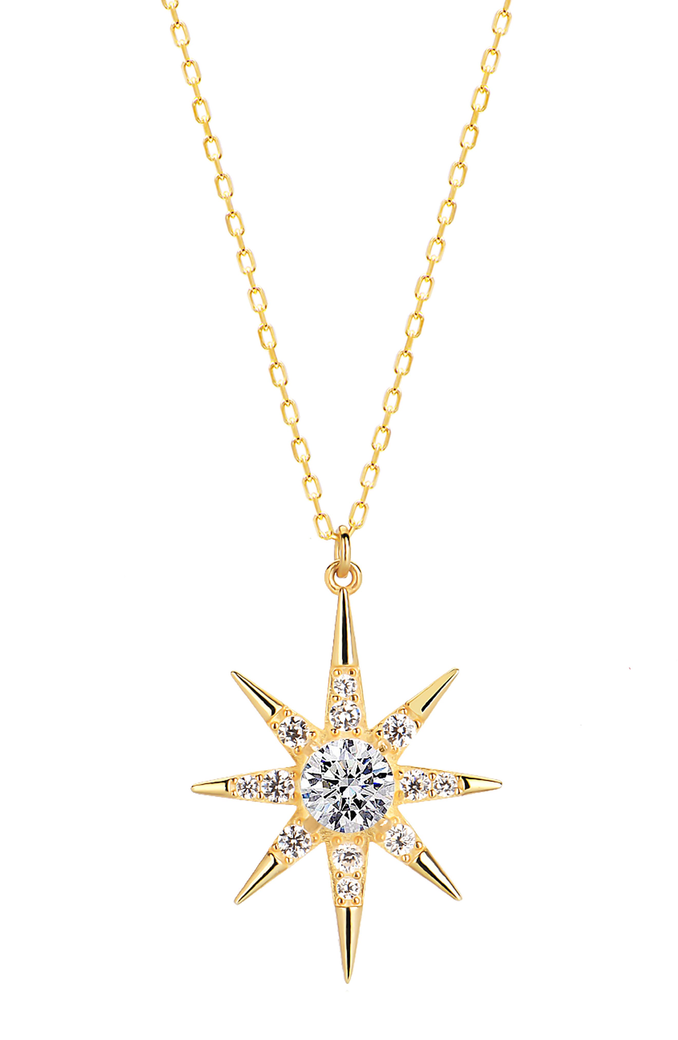 GABI RIELLE 14K Gold Plated Cubic Zirconia Starburst Pendant Necklace ...