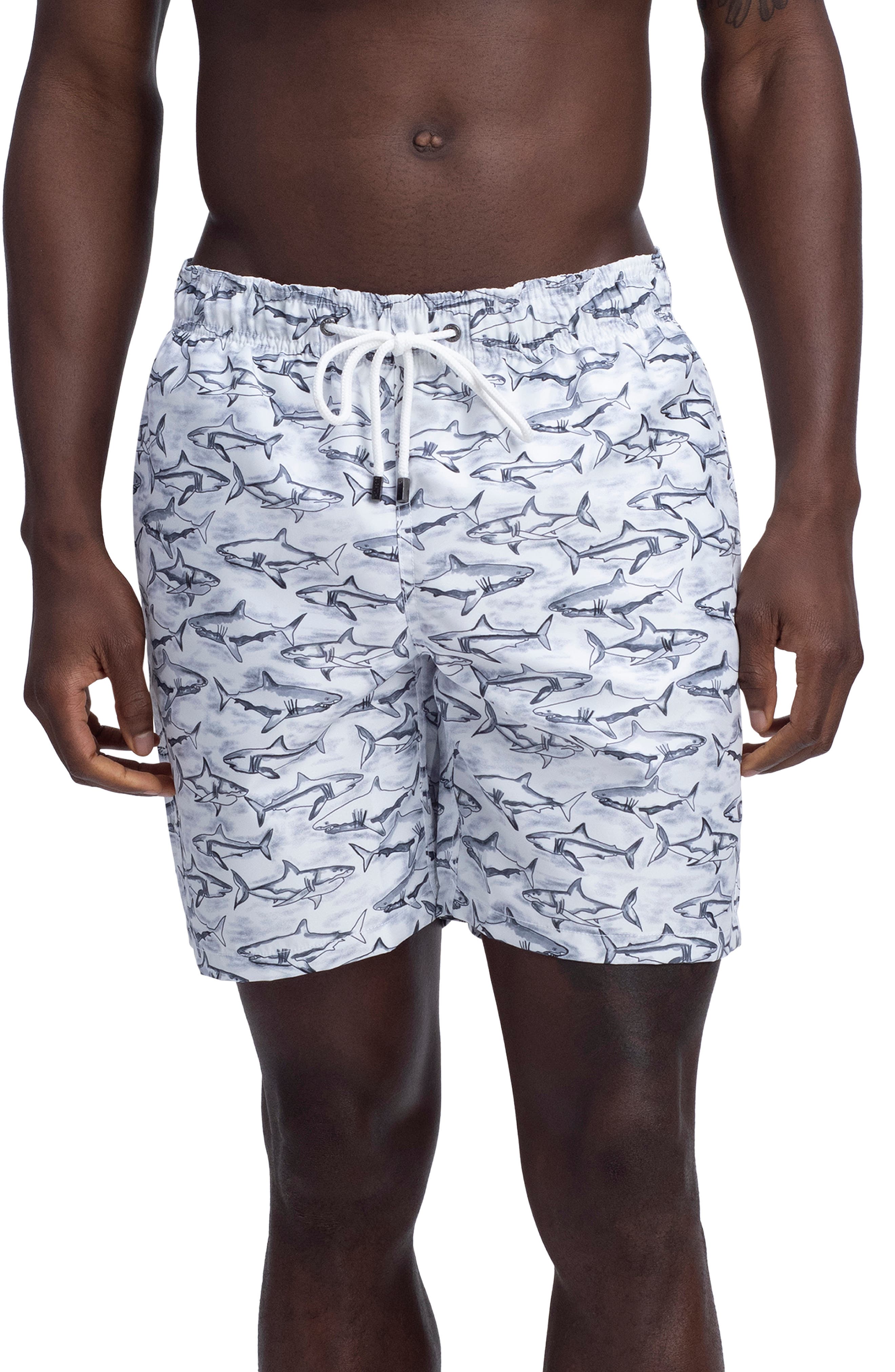 Bugatchi Shark Print Swim Trunks | Nordstromrack