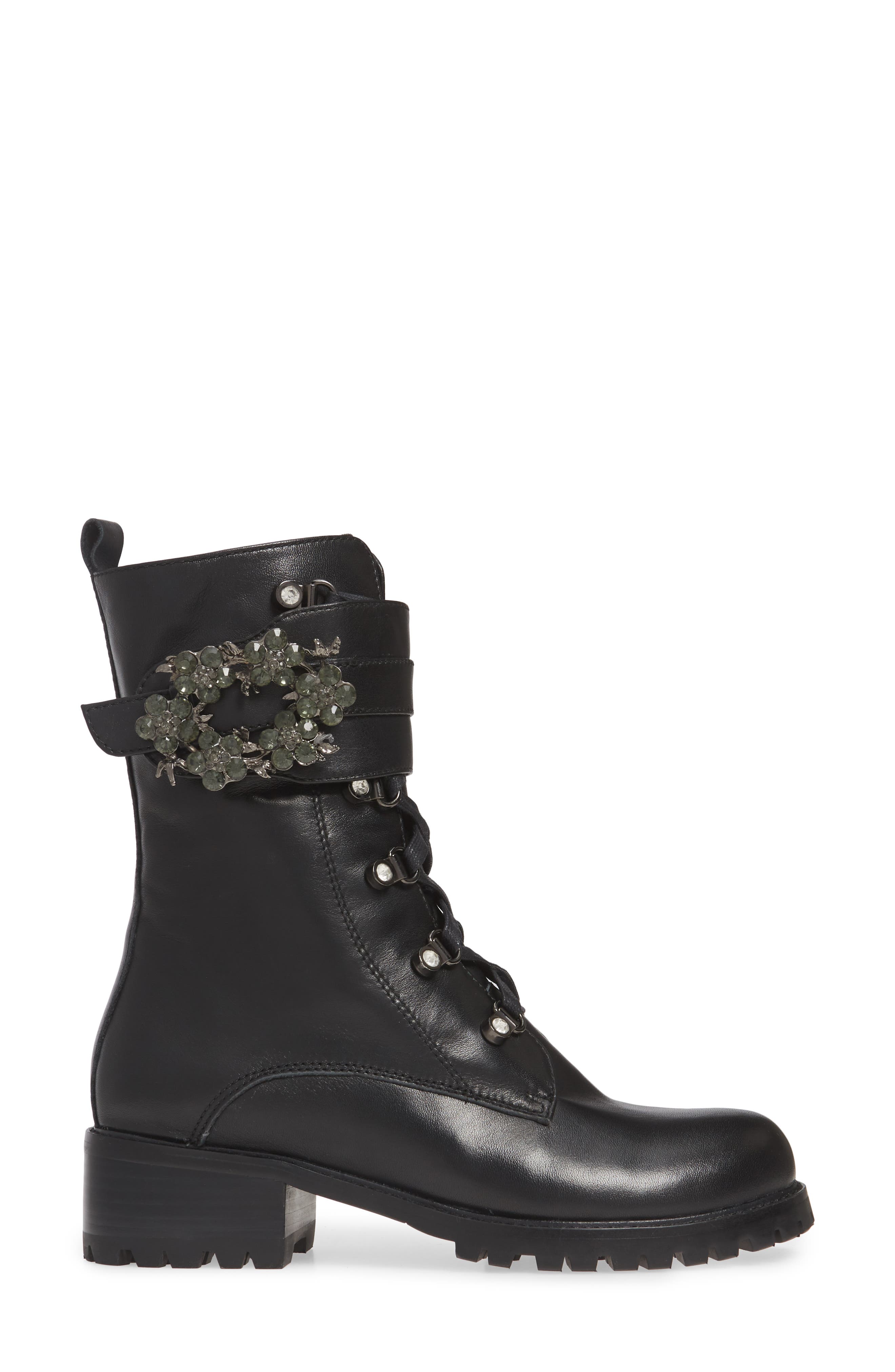 Allegra James Win Brooch Combat Boot (Women) | Nordstrom