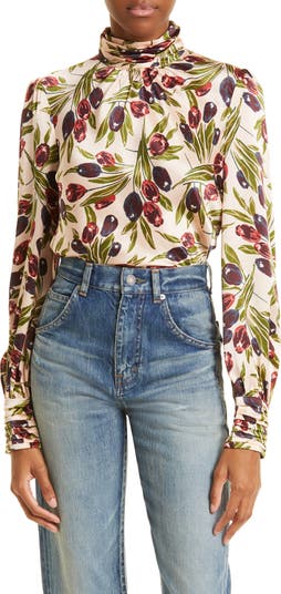 Cinq à Sept Jem Tulip Print Long Sleeve Silk Blouse | Nordstrom