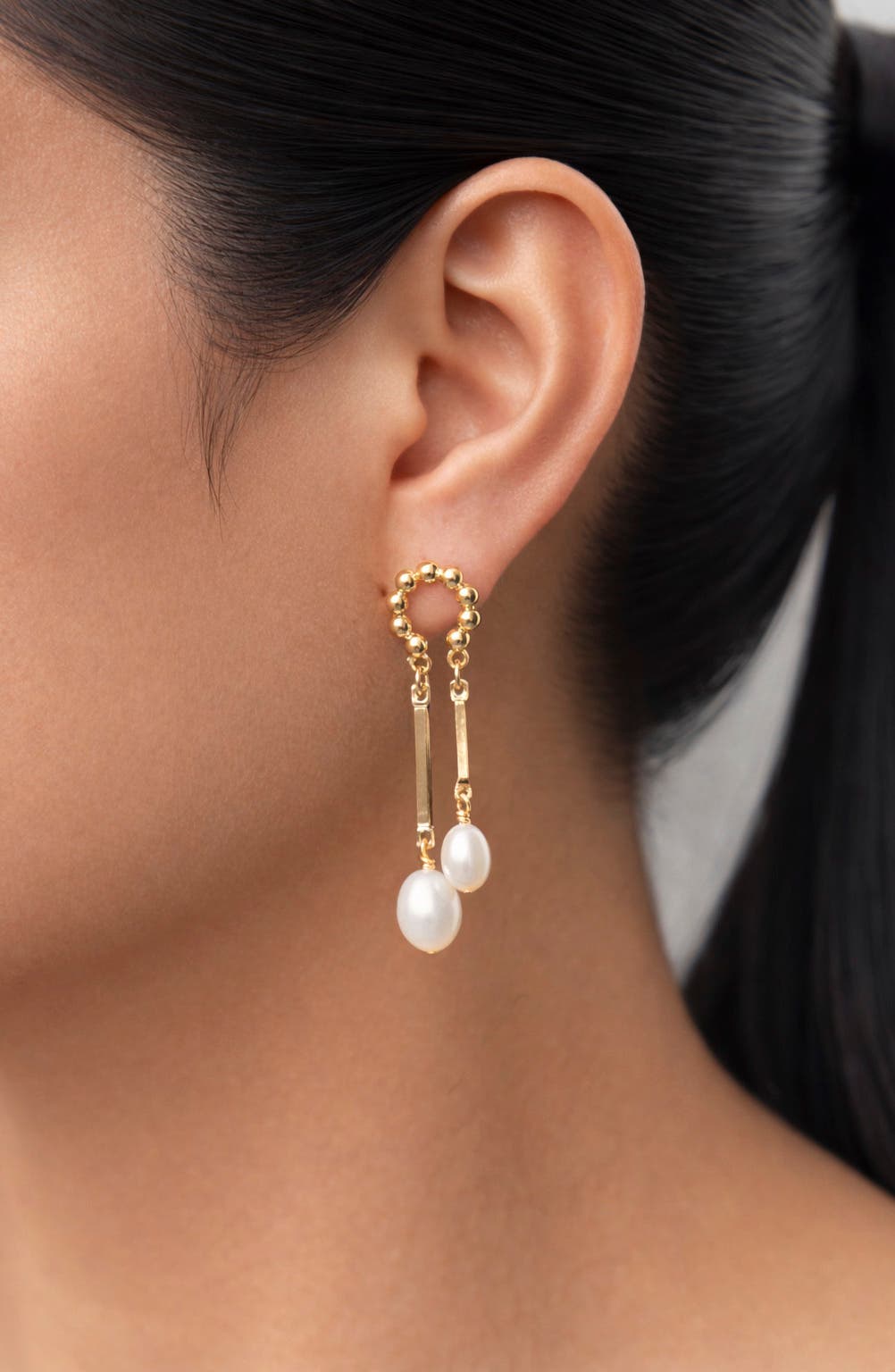 LA MENO Freshwater Pearl Linear Drop Earrings | Nordstrom