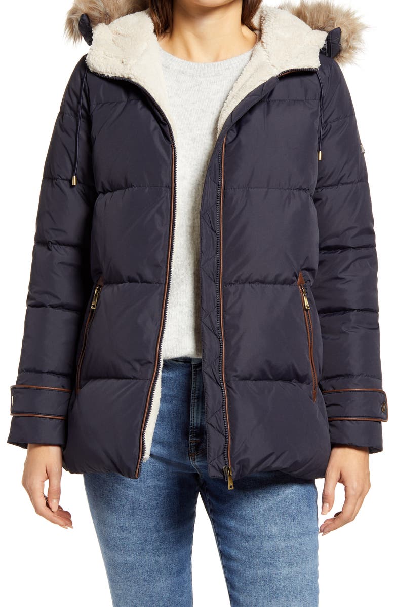 Lauren Ralph Lauren Faux Fur Trim Down Puffer Coat | Nordstromrack
