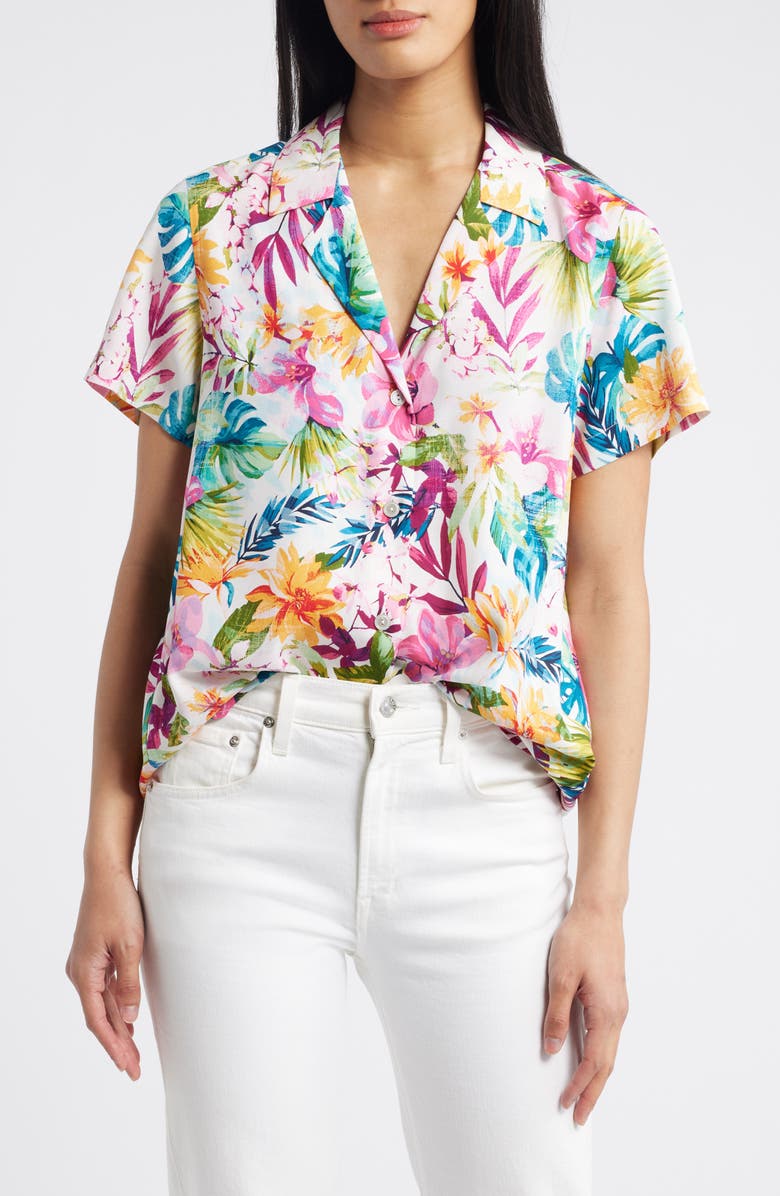 Tommy Bahama Garden of Hope Courage Floral Print Silk Camp Shirt ...