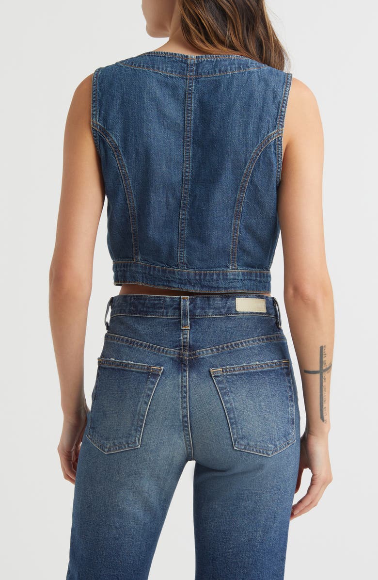 Re/Done Cotton Denim Crop Button-Up Vest | Nordstromrack
