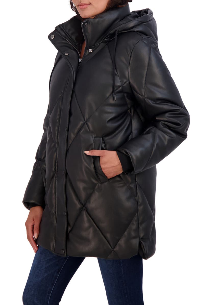 Sebby Faux Leather Hooded Puffer Jacket | Nordstromrack