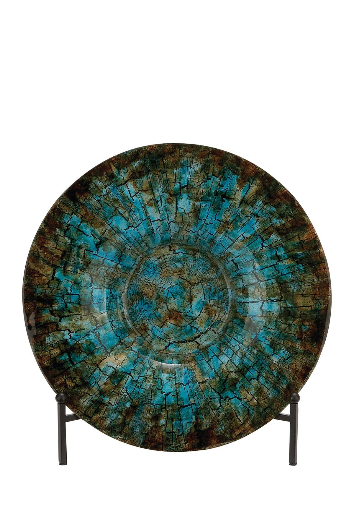 WILLOW ROW Green Glass Mosaic Inspired Geometric Charger with Stand ...