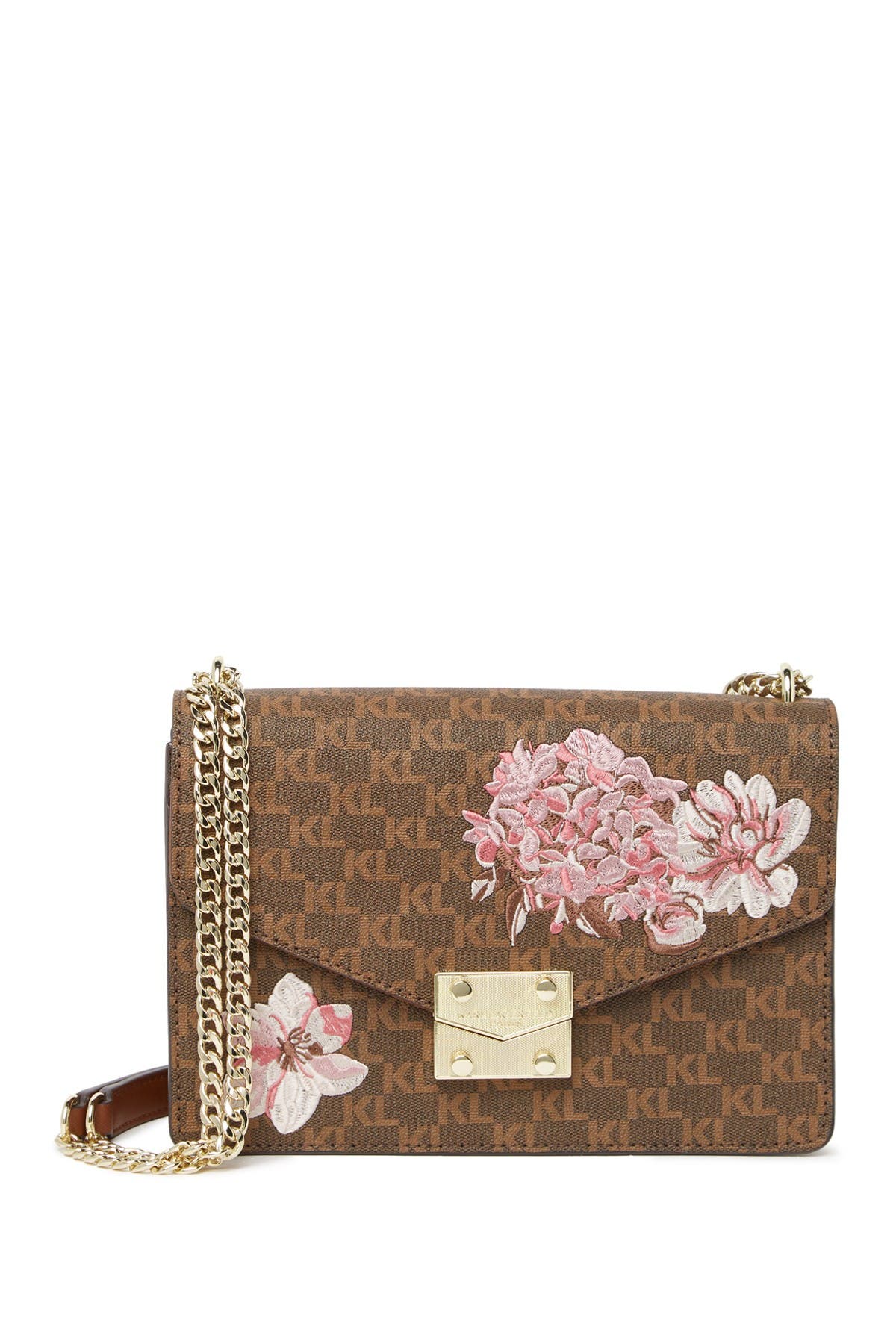 KARL LAGERFELD PARIS Corinne Floral & Logo Print Chain Shoulder Bag ...