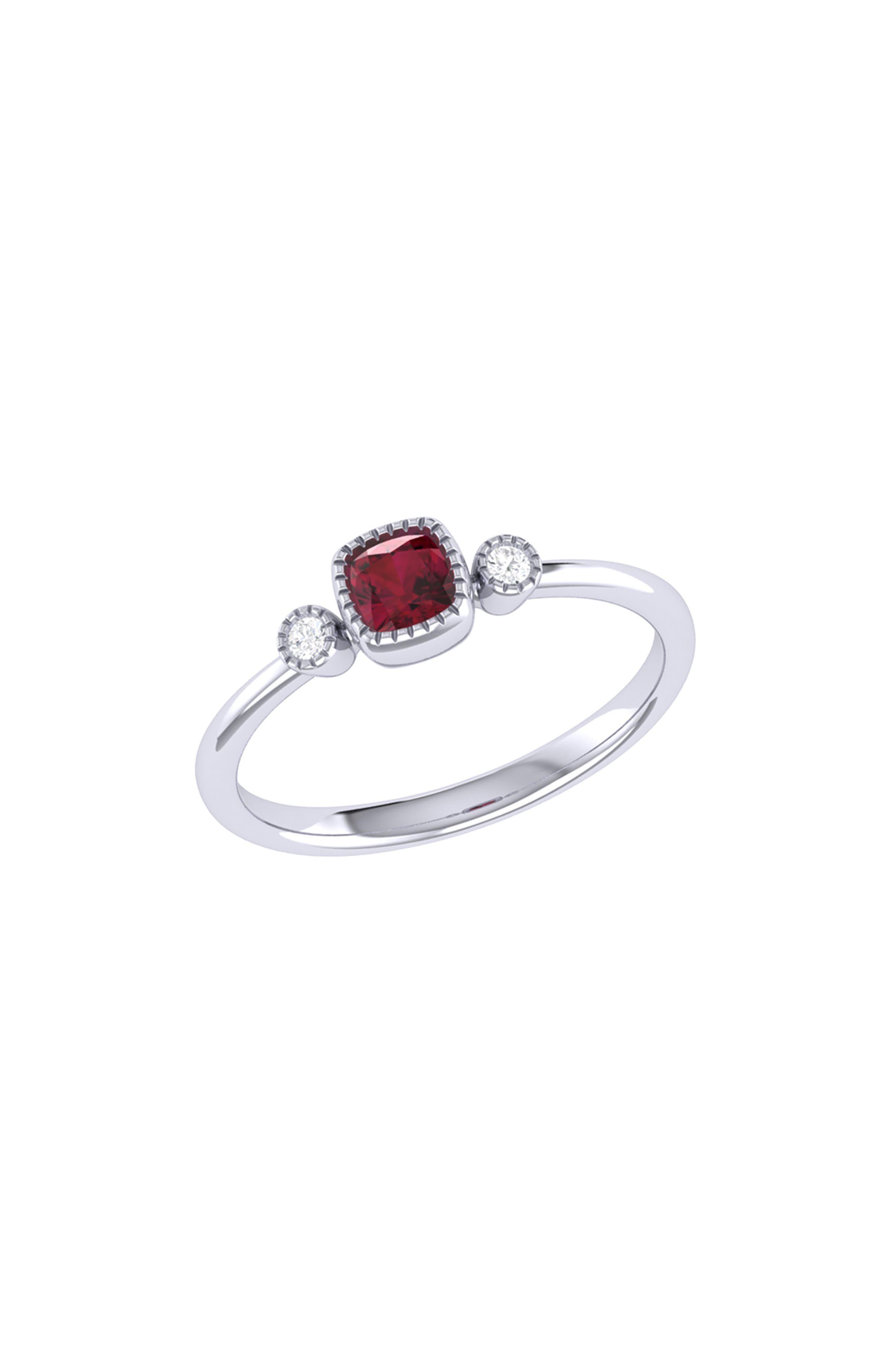 LuvMyJewelry Cushion Cut Ruby & Diamond Ring | Nordstromrack