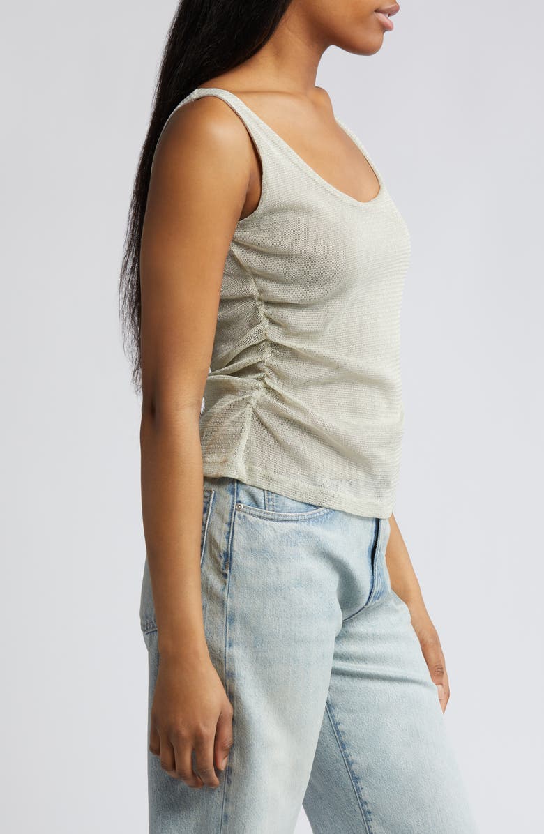 Topshop Side Ruched Metallic Sheer Tank | Nordstromrack