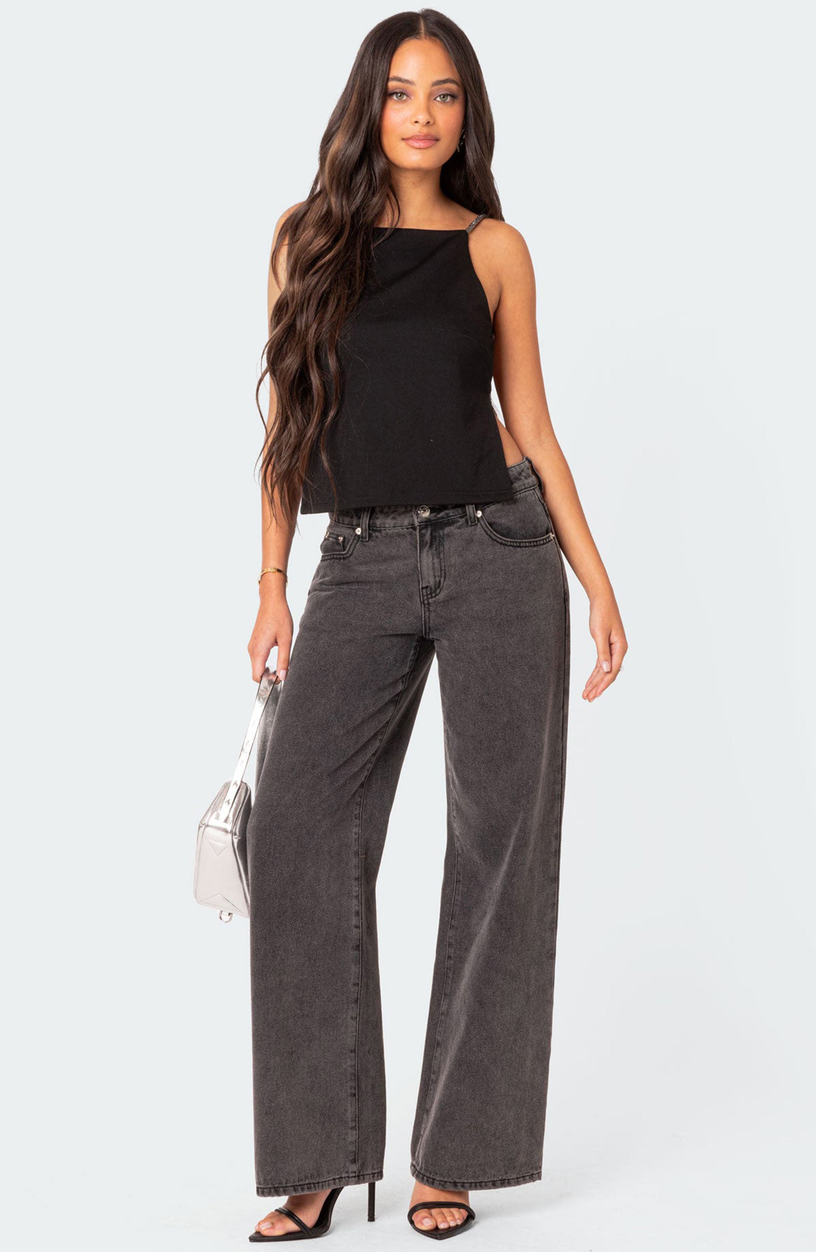 EDIKTED Karli Embellished Strap Open Back Top | Nordstrom