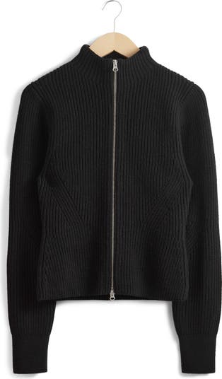 & Other Stories Mock Neck Zip Wool Blend Cardigan | Nordstromrack