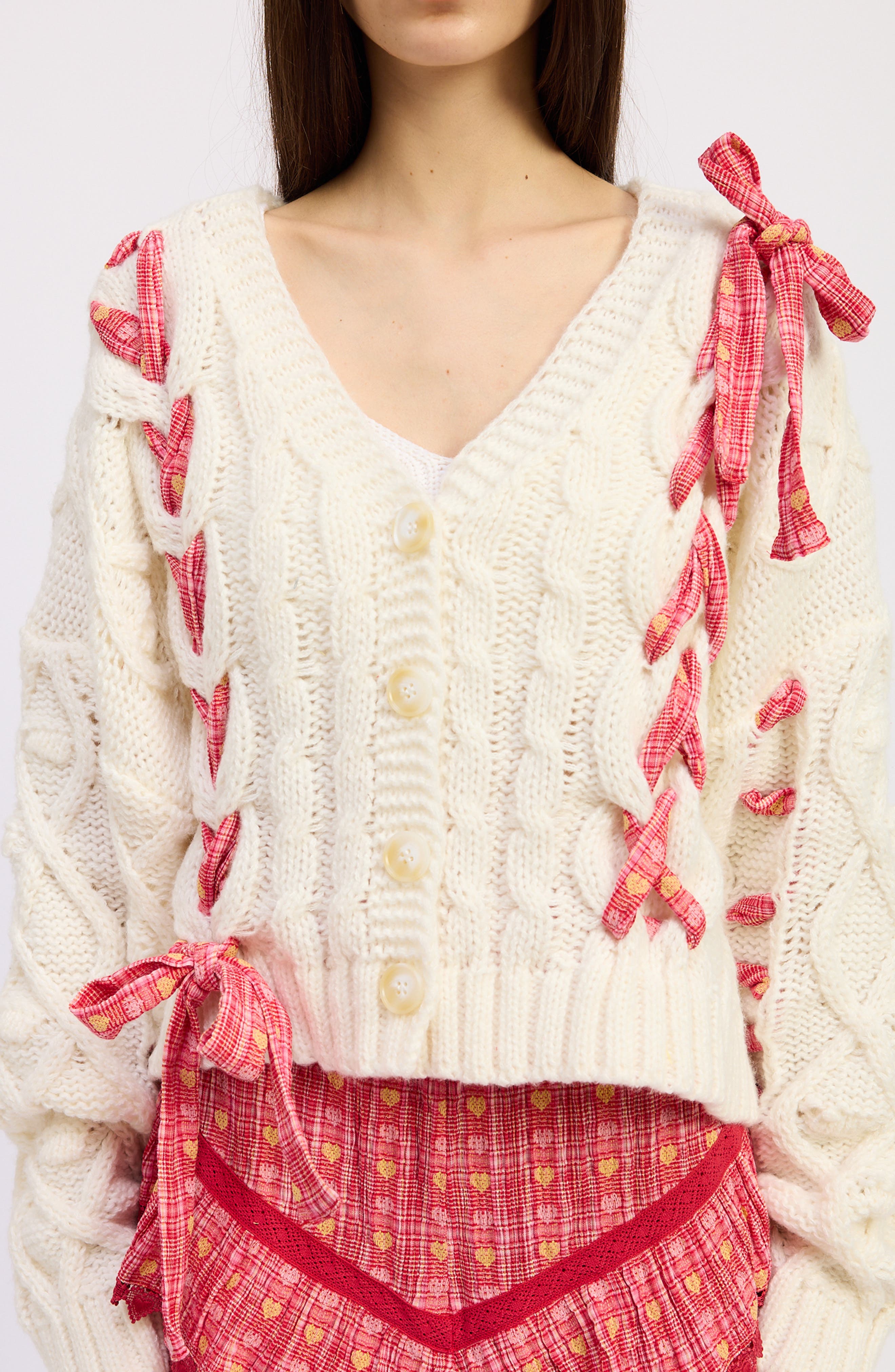 JACQUIE THE LABEL Clementine Ribbon Cable Cardigan | Nordstrom