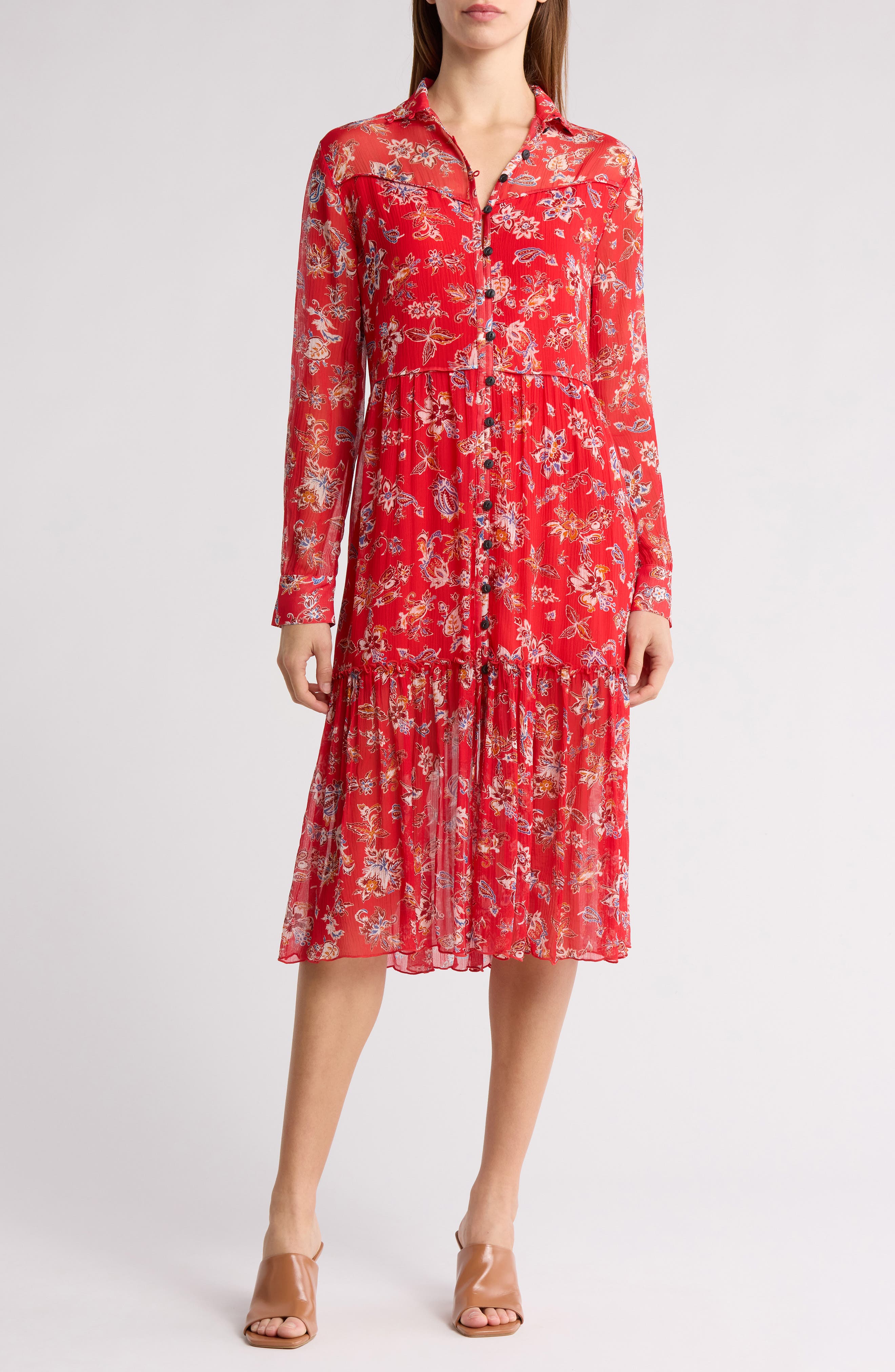 rag & bone Libby Long Sleeve Silk Blend Dress | Nordstromrack