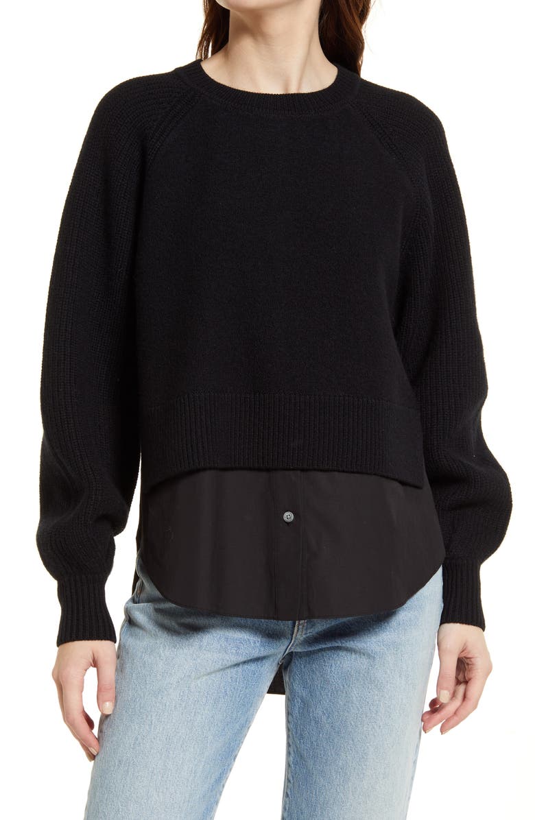 AllSaints Women's Cori Layered Look Merino Wool Sweater | Nordstromrack