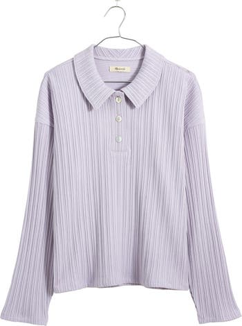 Madewell Variegated Rib Long Sleeve Boxy Polo | Nordstrom