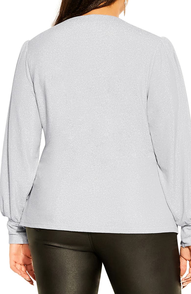 City Chic Glowing Shimmer Faux Wrap Top | Nordstromrack