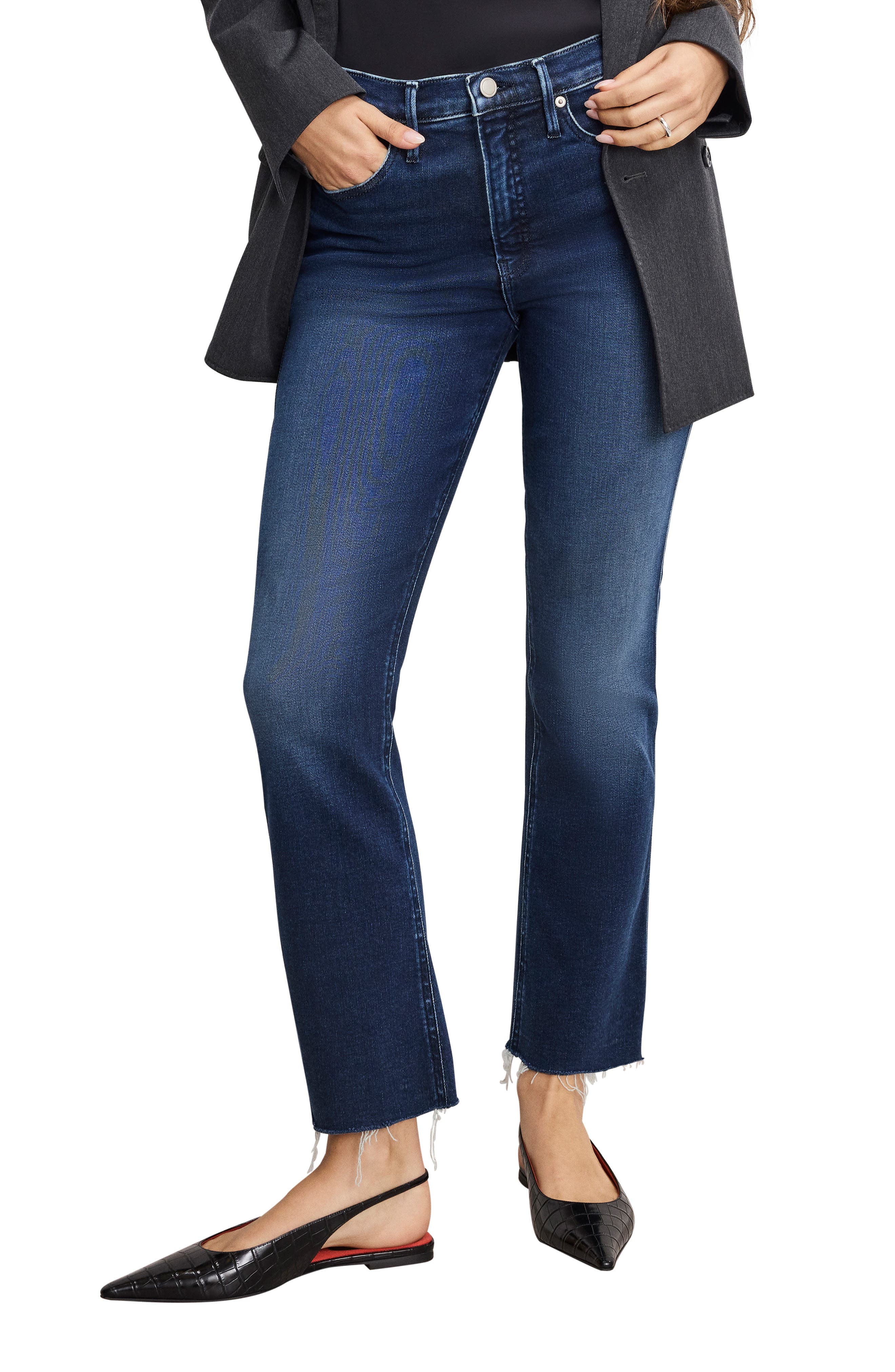Good American Soft-Tech Good Standard Raw Hem Kick Flare Jeans | Nordstrom