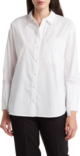 Laundry by Shelli Segal Long Sleeve Cotton Poplin Button-Up Shirt ...