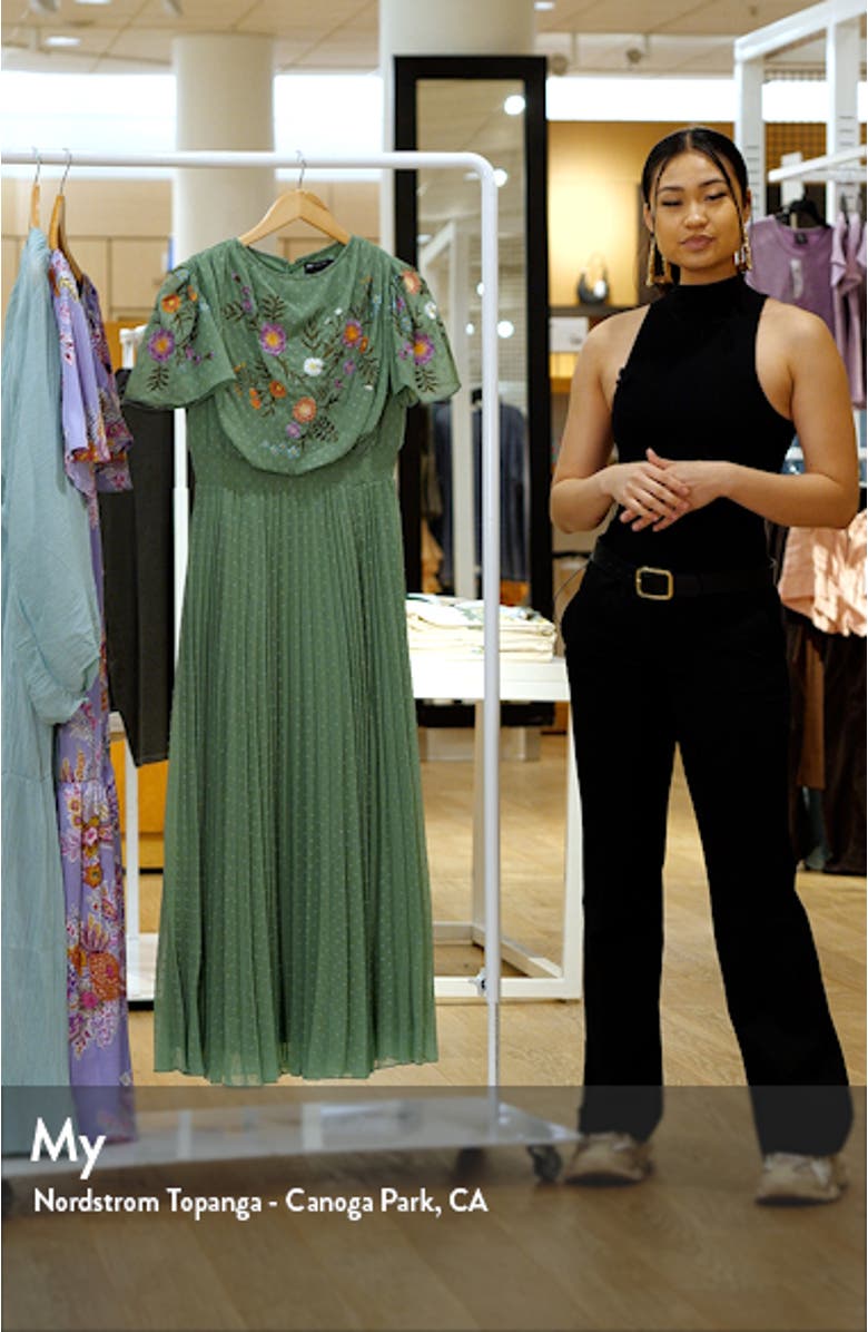 ASOS DESIGN Floral Embroidered Clip Dot Chiffon Maxi Dress | Nordstromrack