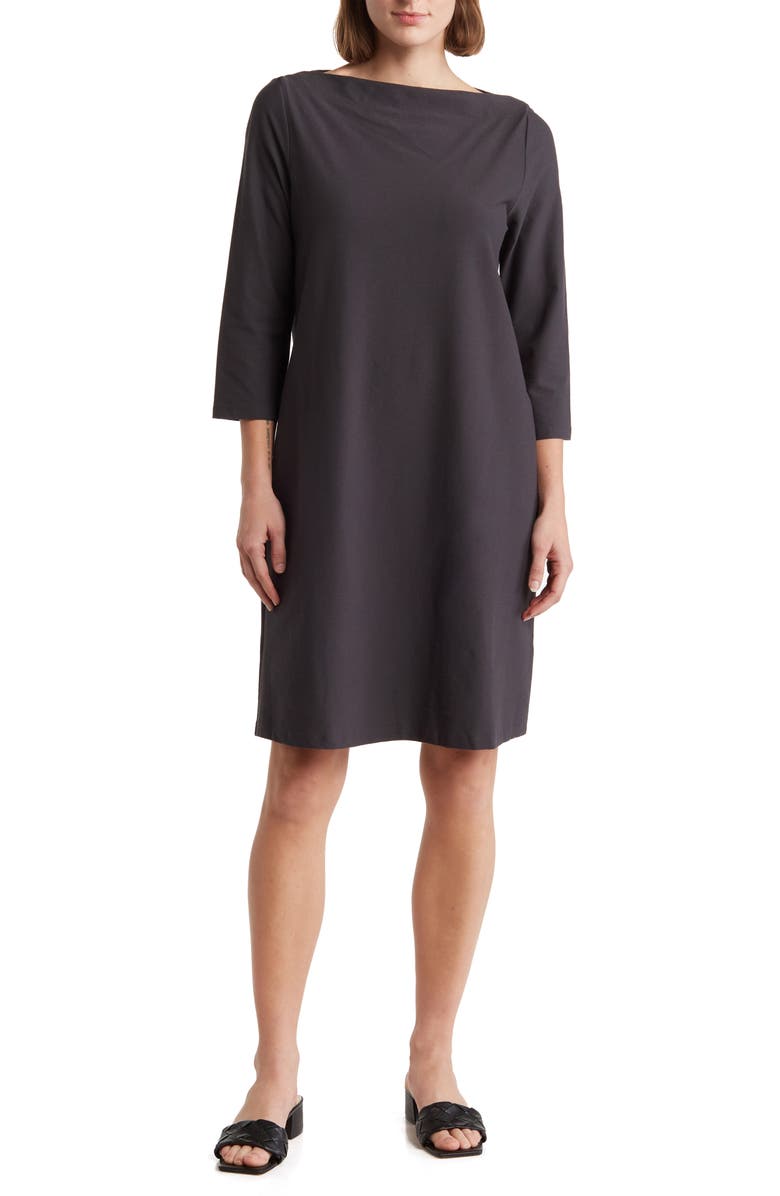 Eileen Fisher Bateau Neck Long Sleeve Shift Dress | Nordstromrack