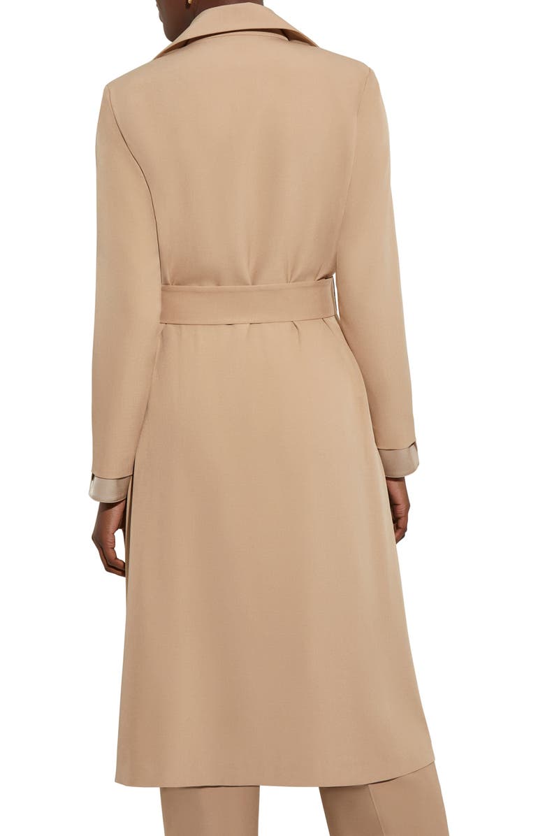 Misook Floral Embroidered Belted Double Breasted Trench Coat ...