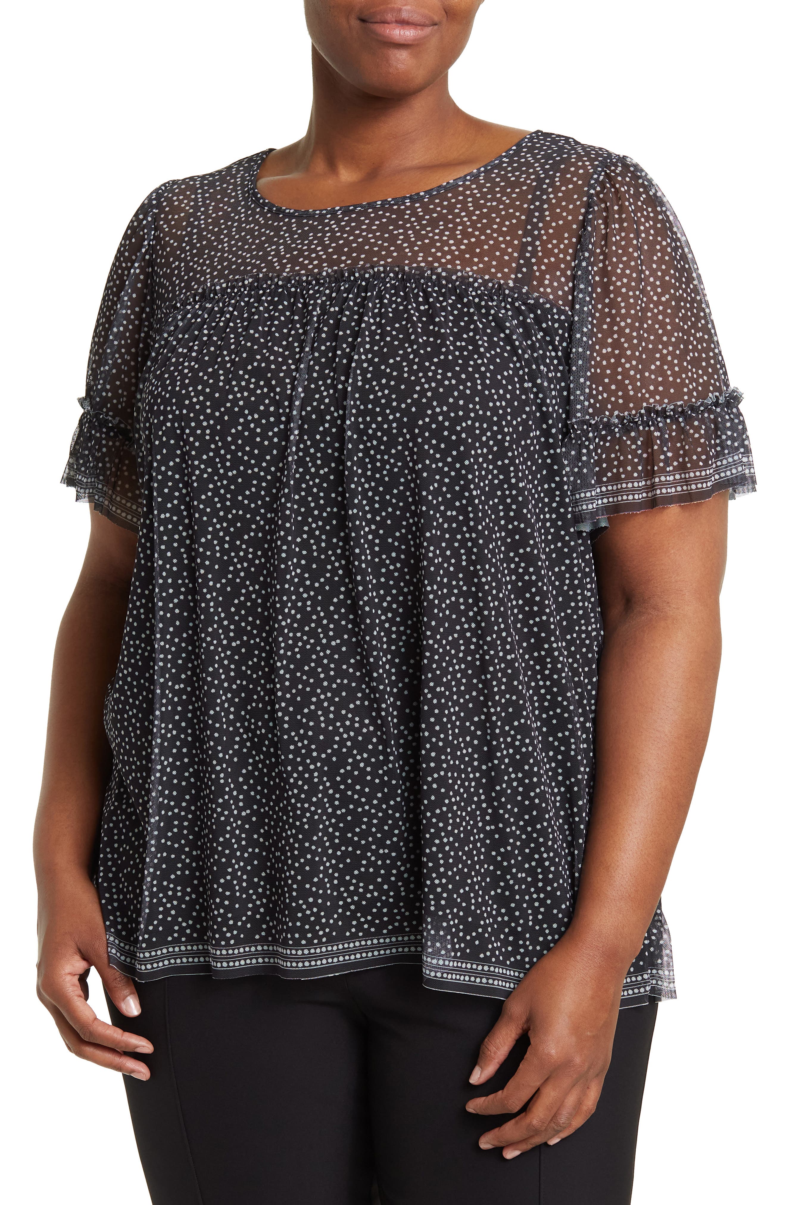 MAX STUDIO Mesh Patterned Top | Nordstromrack