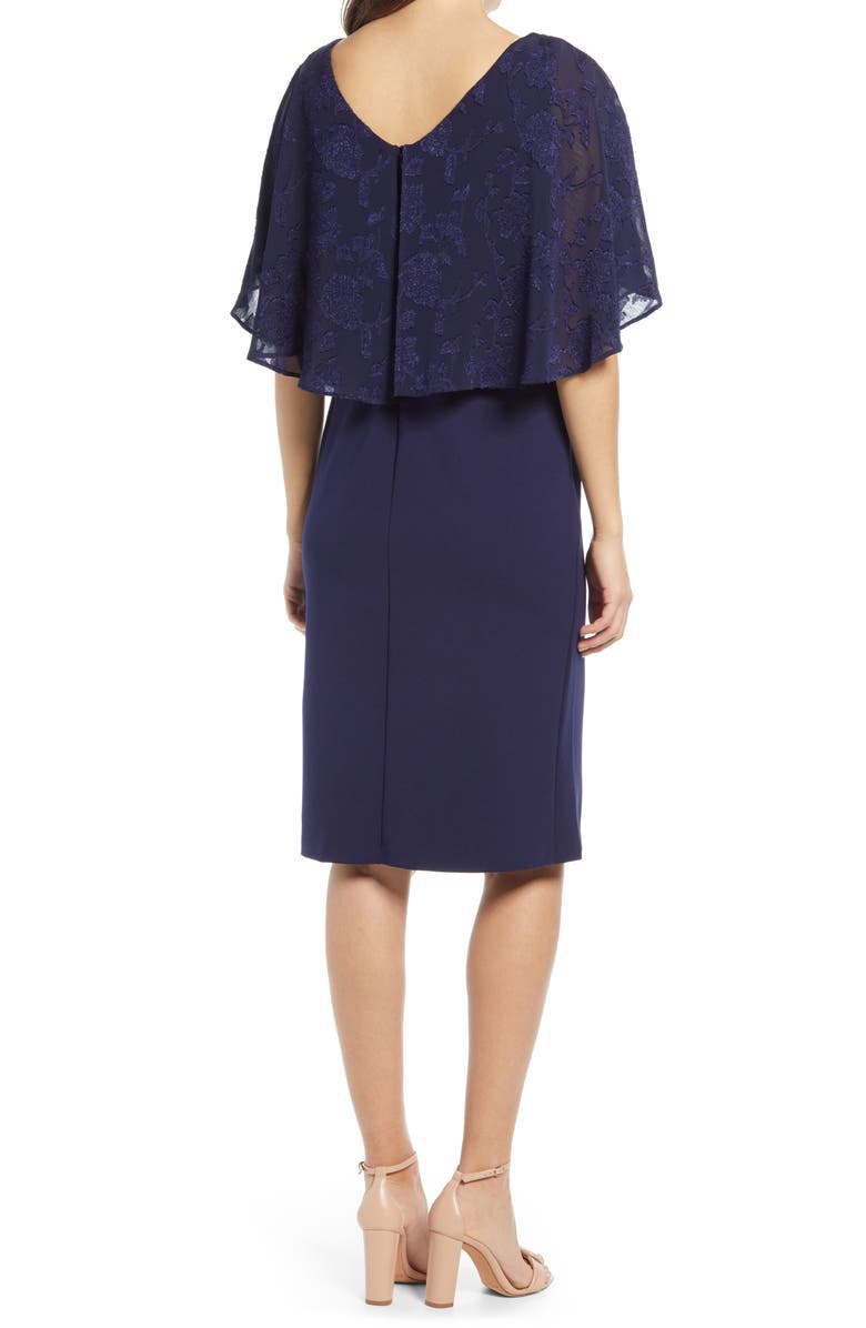 Connected Apparel Chiffon Burnout Cape Dress | Nordstrom