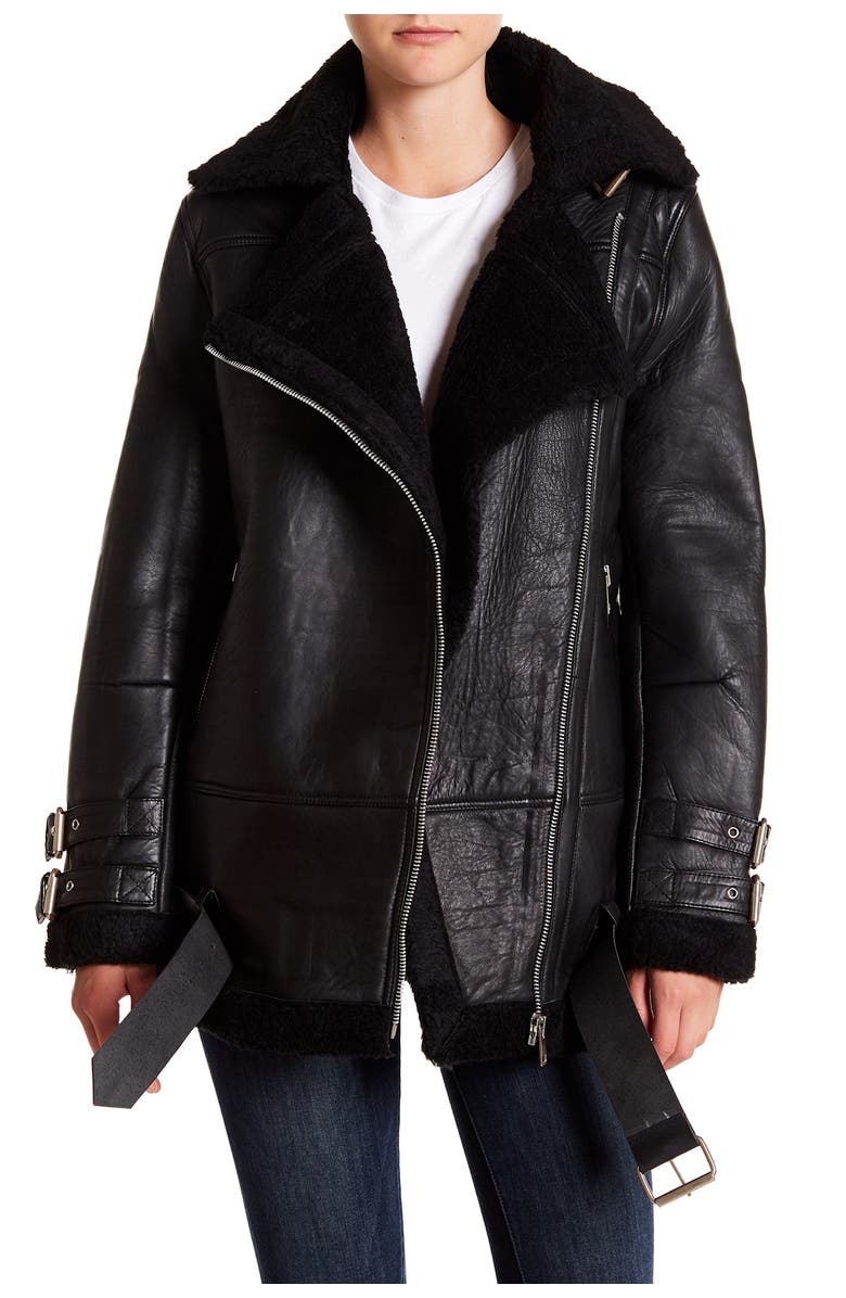Walter Baker Adele Faux Shearling Lined Leather Jacket | Nordstromrack