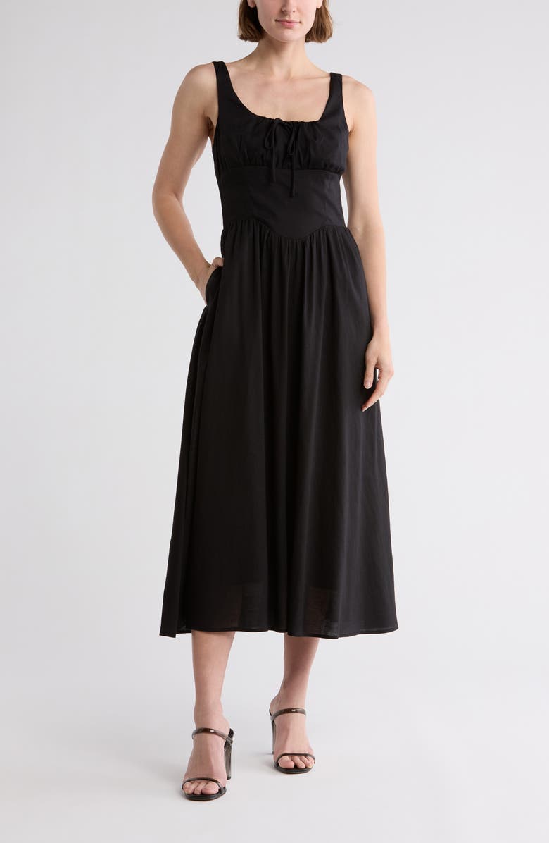 WISHLIST Basque Waist Corset Midi Dress | Nordstromrack