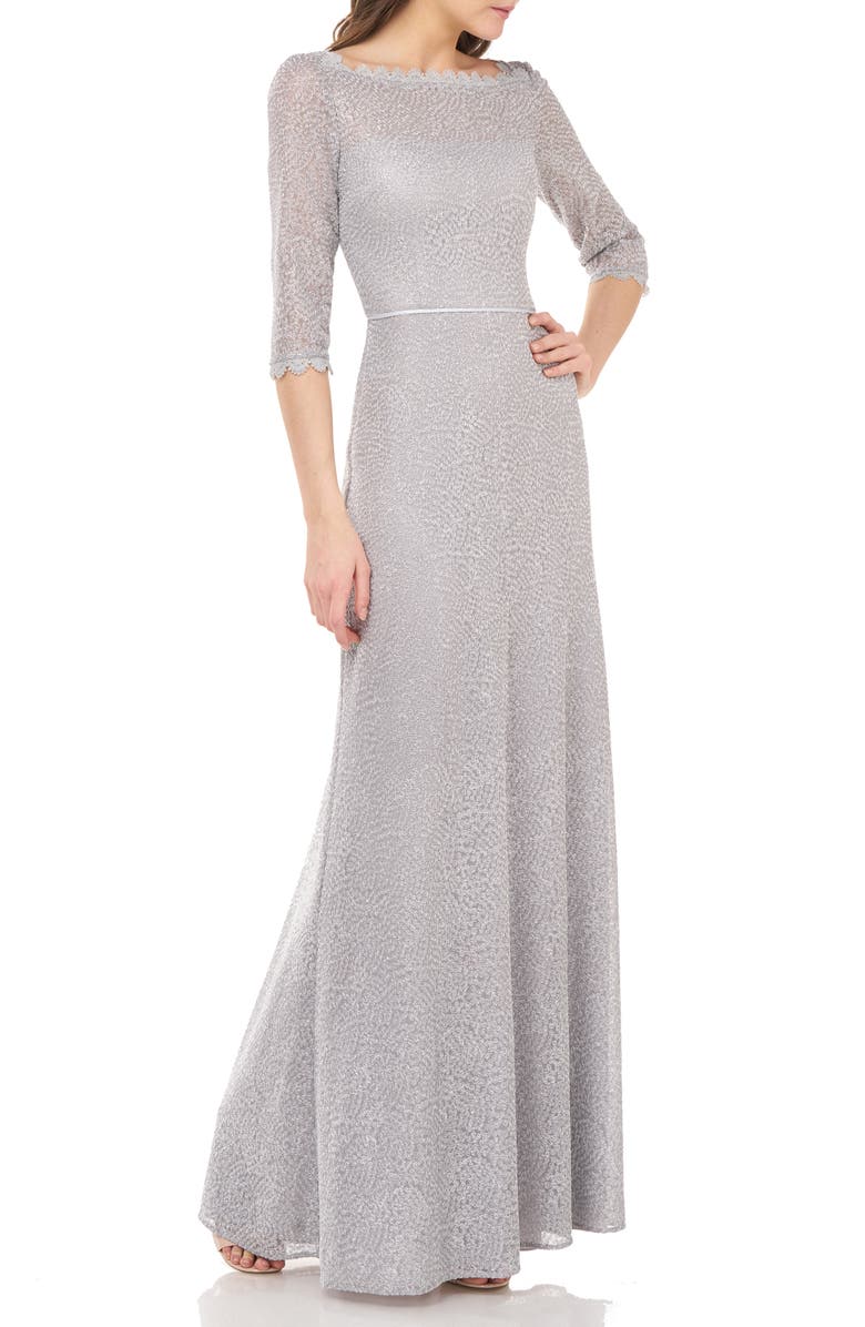 JS Collections Metallic Lace A-Line Gown | Nordstrom