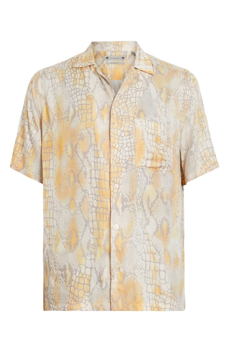 AllSaints Skrale Snake Print Convertible Collar Camp Shirt | Nordstromrack