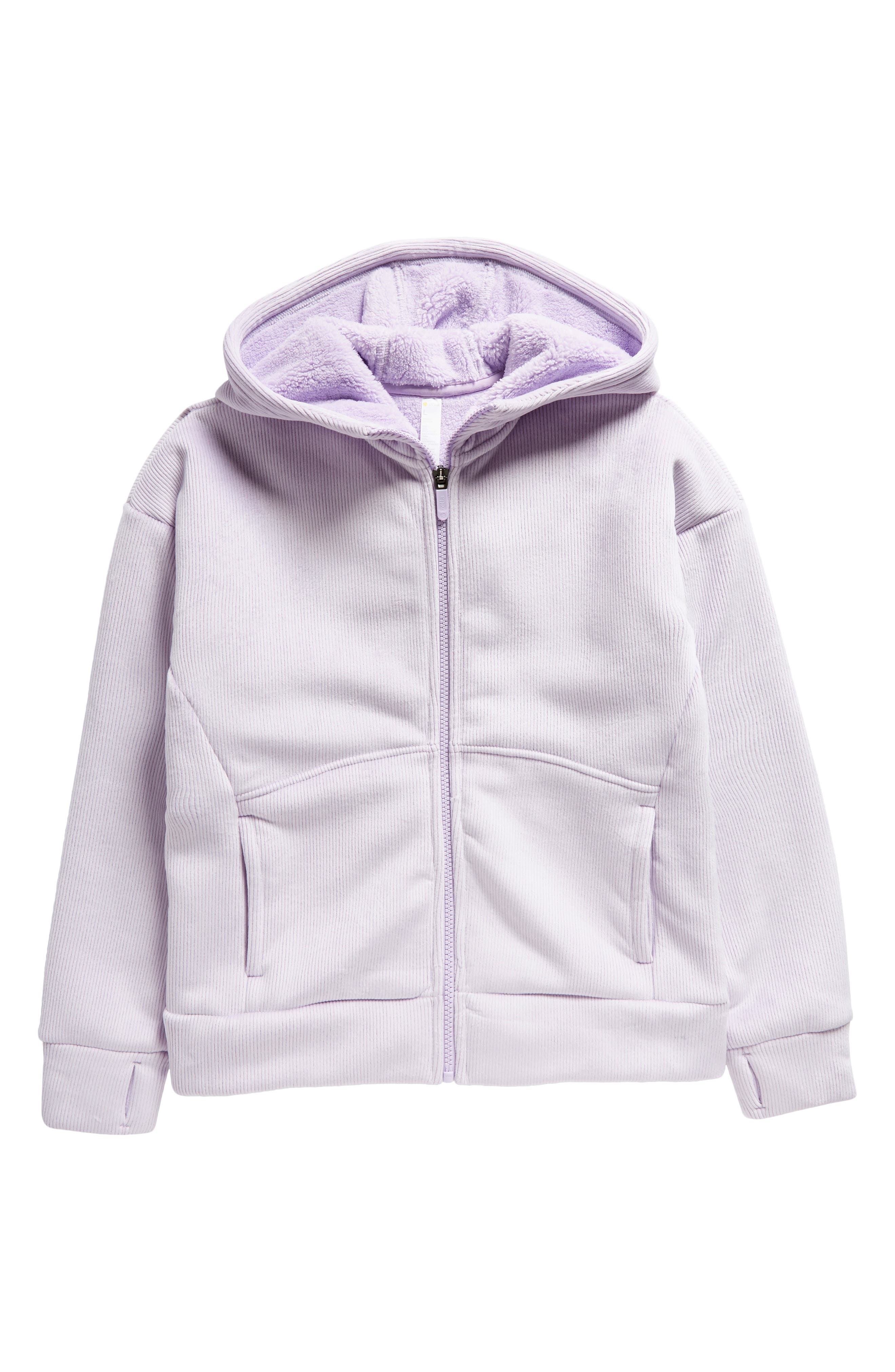 Zella Girl Kids' Velour Lined Rib Zip Hoodie | Nordstrom