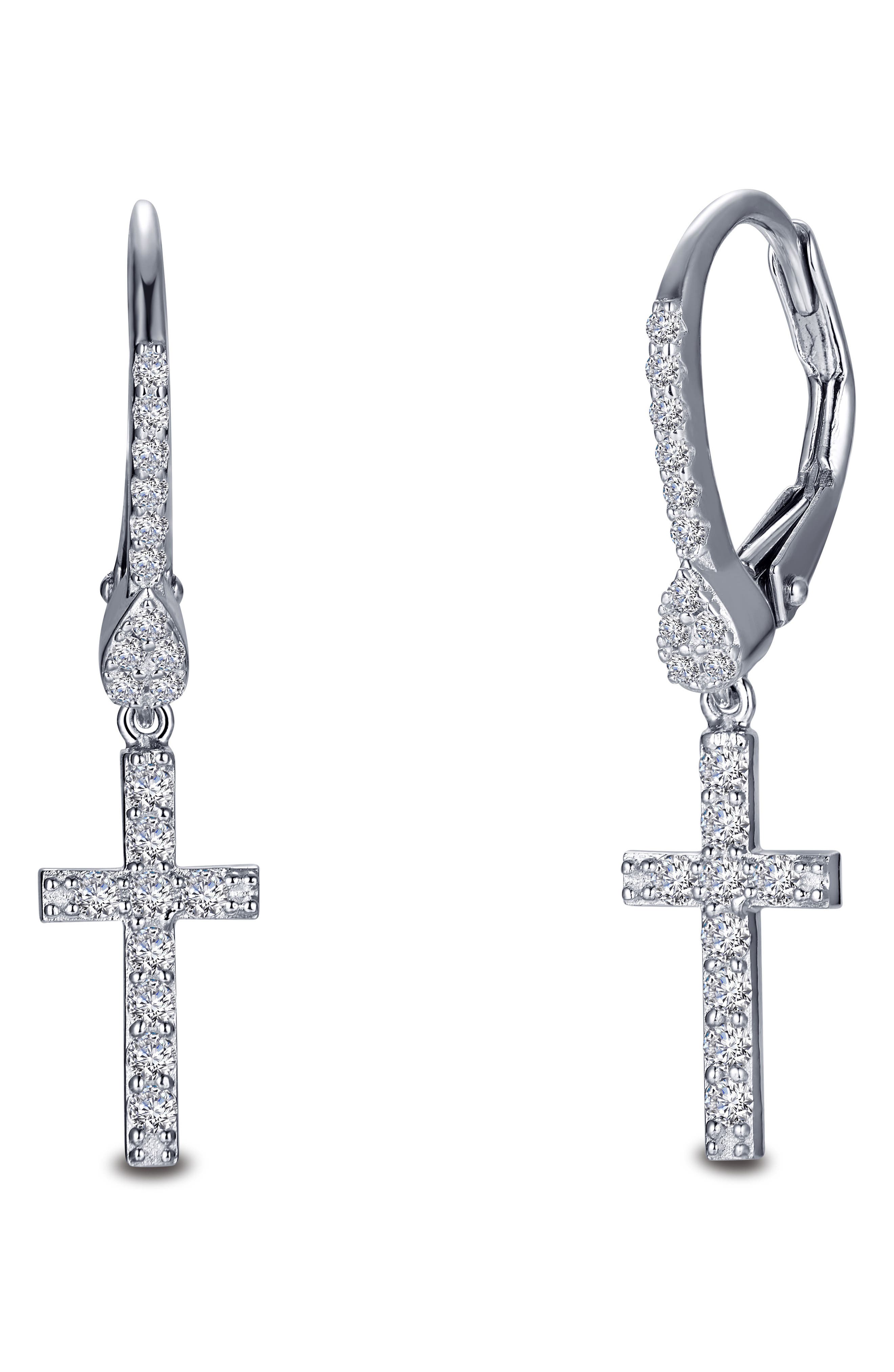 Lafonn Platinum Bonded Simulated Diamond Cross Earrings | Nordstromrack
