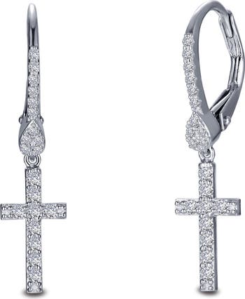 Lafonn Platinum Bonded Simulated Diamond Cross Earrings | Nordstromrack