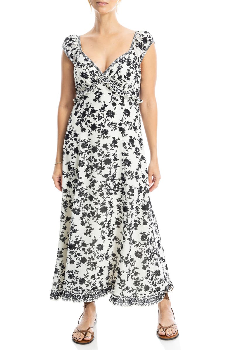 MAX STUDIO Floral Cap Sleeve Empire Waist Maxi Dress | Nordstromrack
