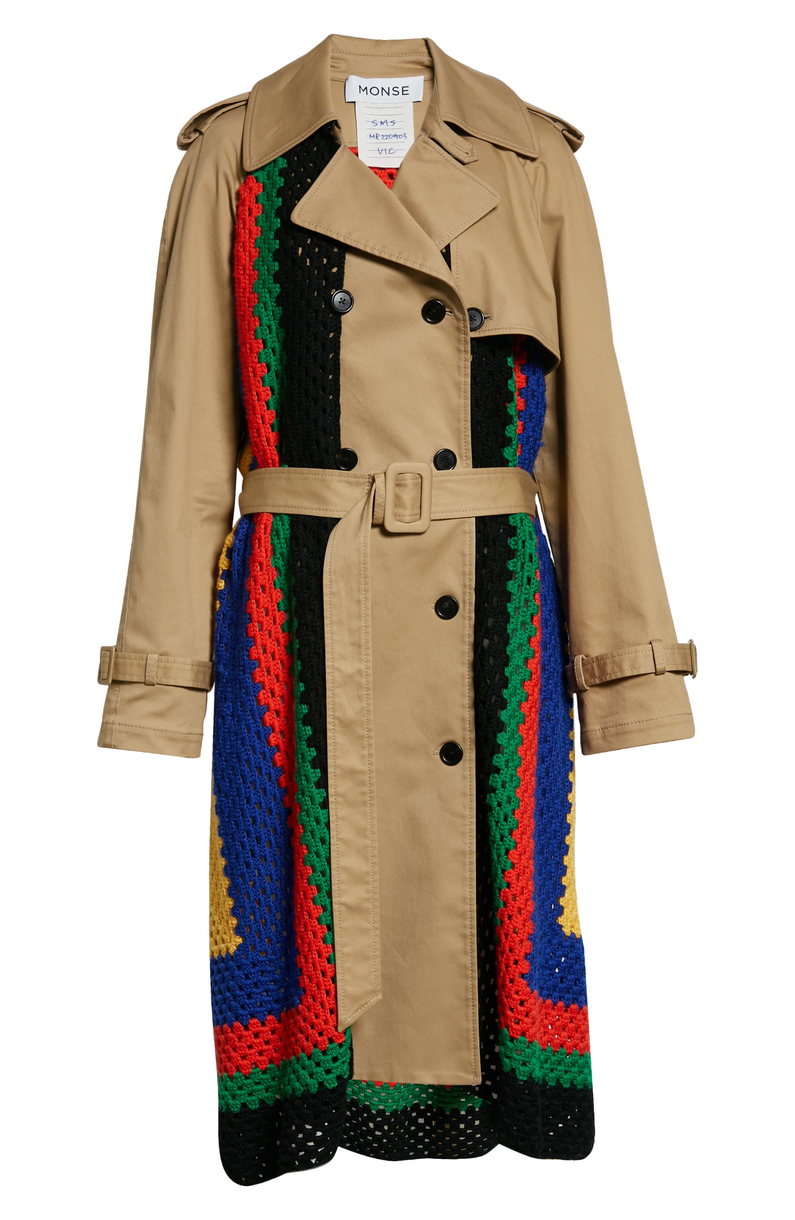 MONSE Crochet Inset Trench Coat | Nordstrom