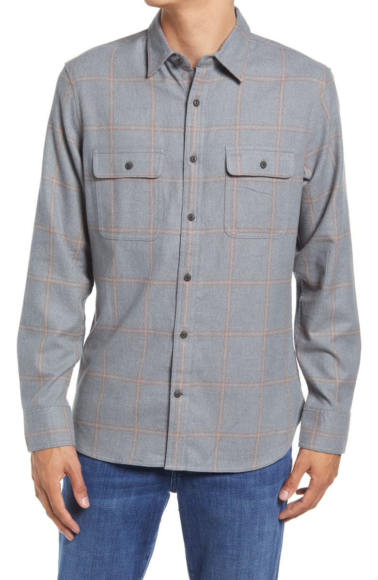 Treasure & Bond Trim Grindle Plaid Cotton Button-Up Shirt | Nordstromrack