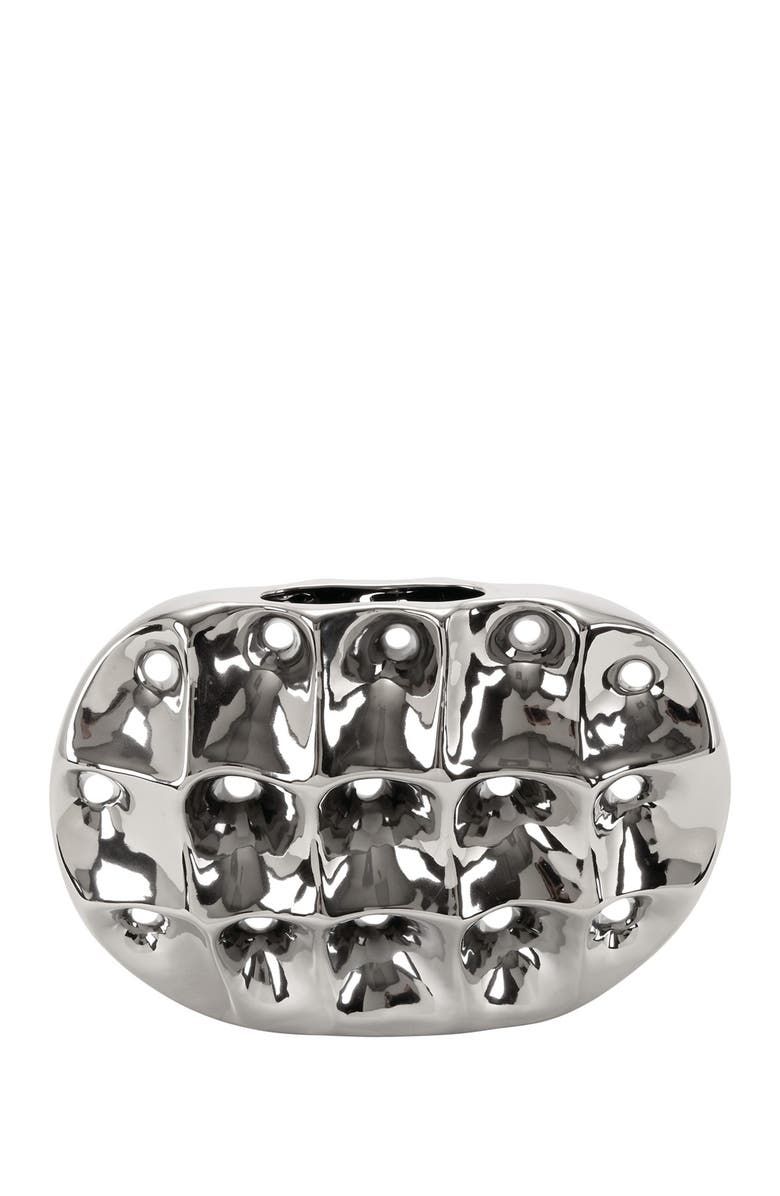VIVIAN LUNE HOME Silver Ceramic Vase with Cut Out Designs | Nordstromrack