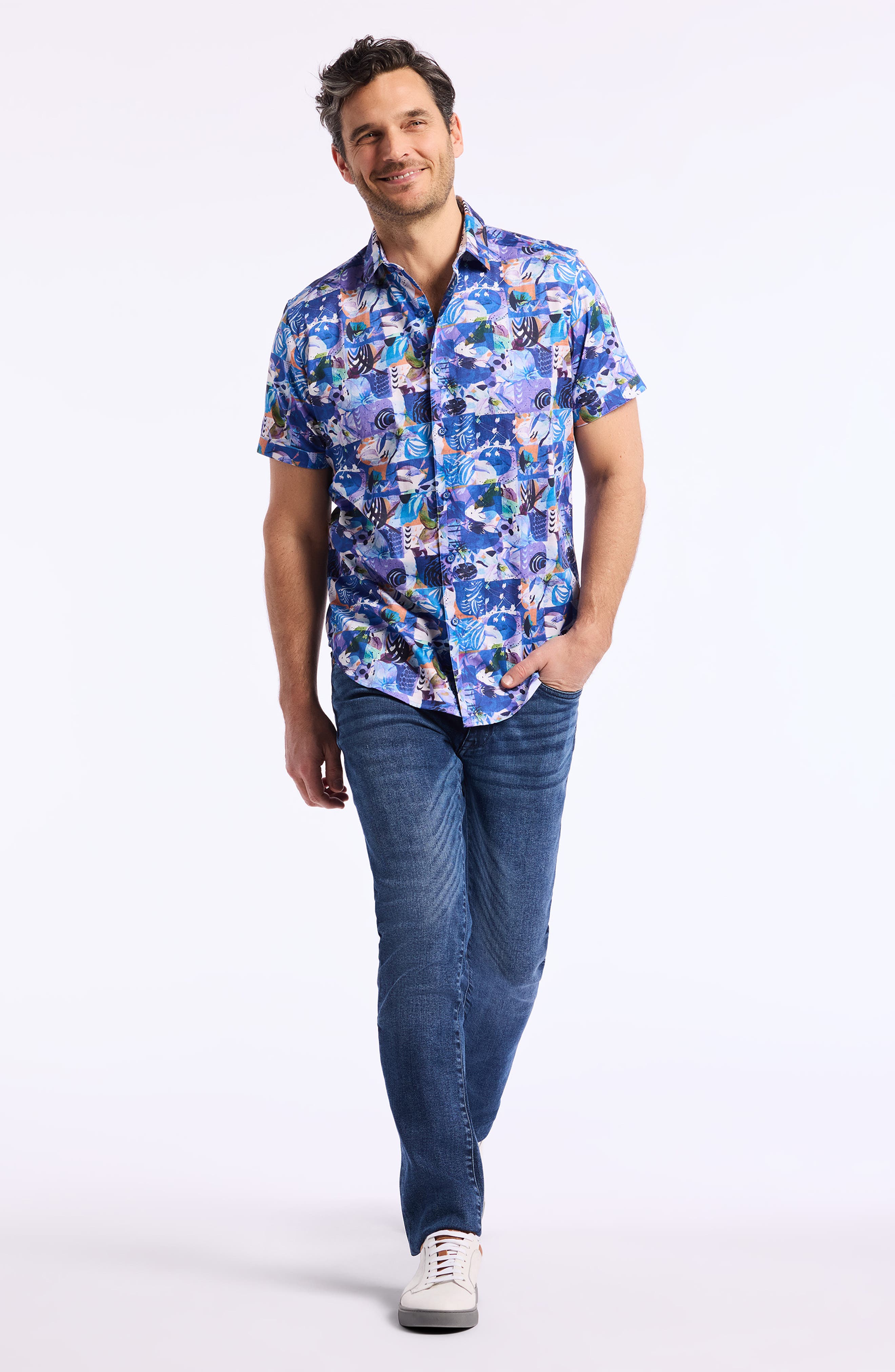 Robert Graham Broward Short Sleeve Cotton Dress Shirt | Nordstromrack
