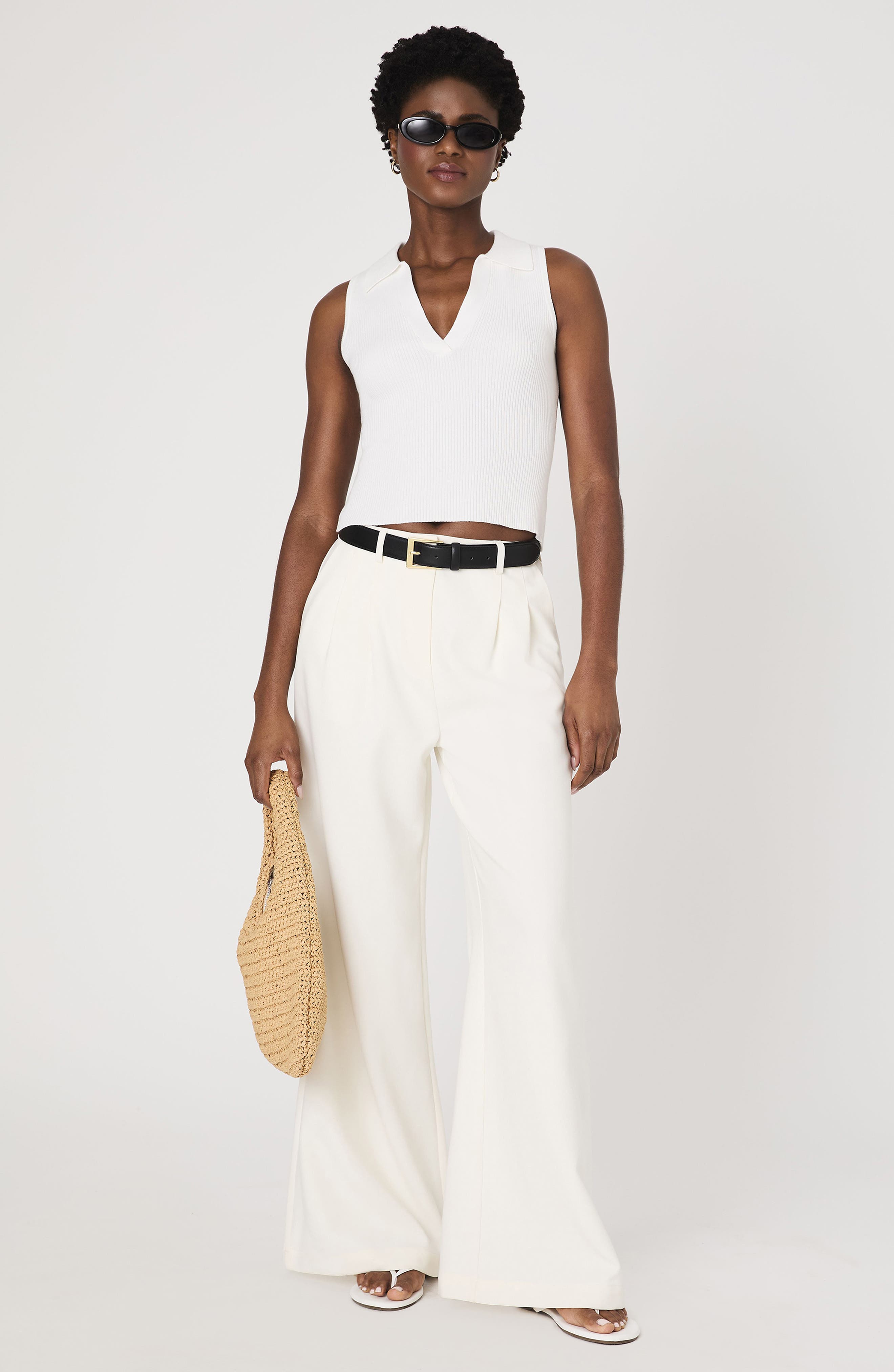 French Connection Mozza Sleeveless Johnny Collar Rib Sweater ...