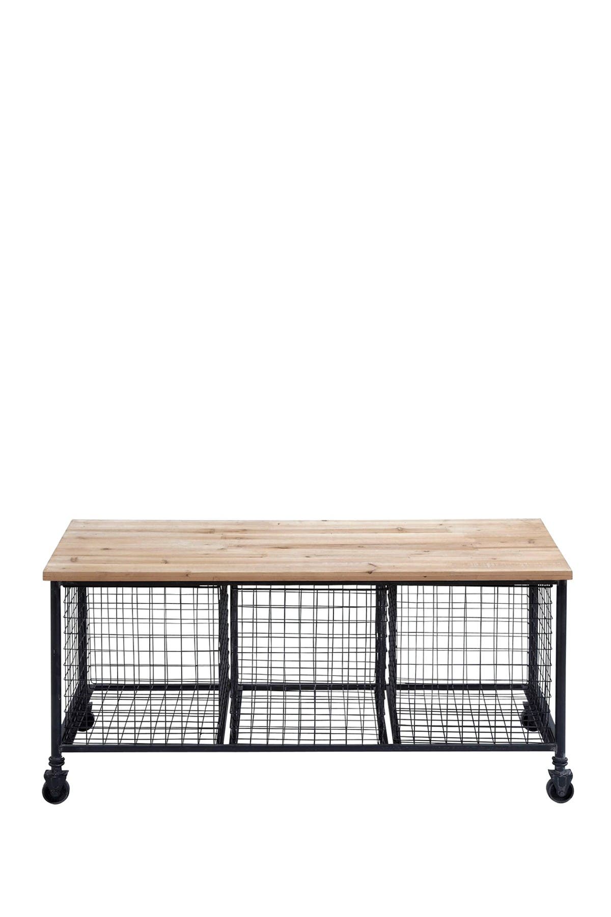 VIVIAN LUNE HOME Basket Detailed Metal & Wood Bench | Nordstromrack