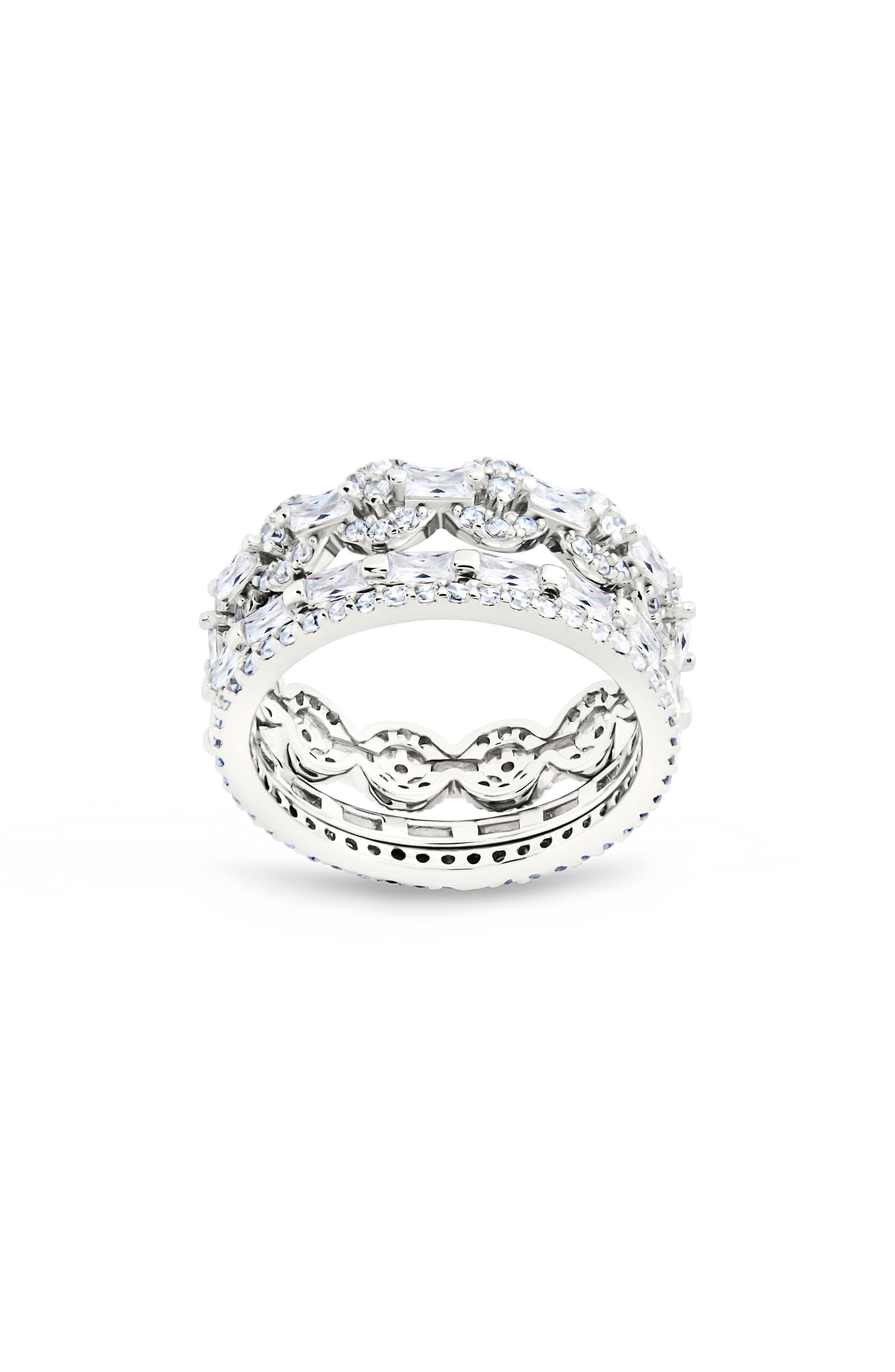 Sterling Forever Melody Set of 3 Sterling Silver Cubic Zirconia ...
