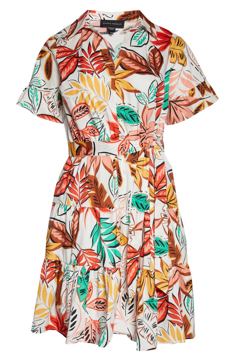 DONNA MORGAN FOR MAGGY Ruffle Cotton Blend Belted Shirtdress | Nordstrom