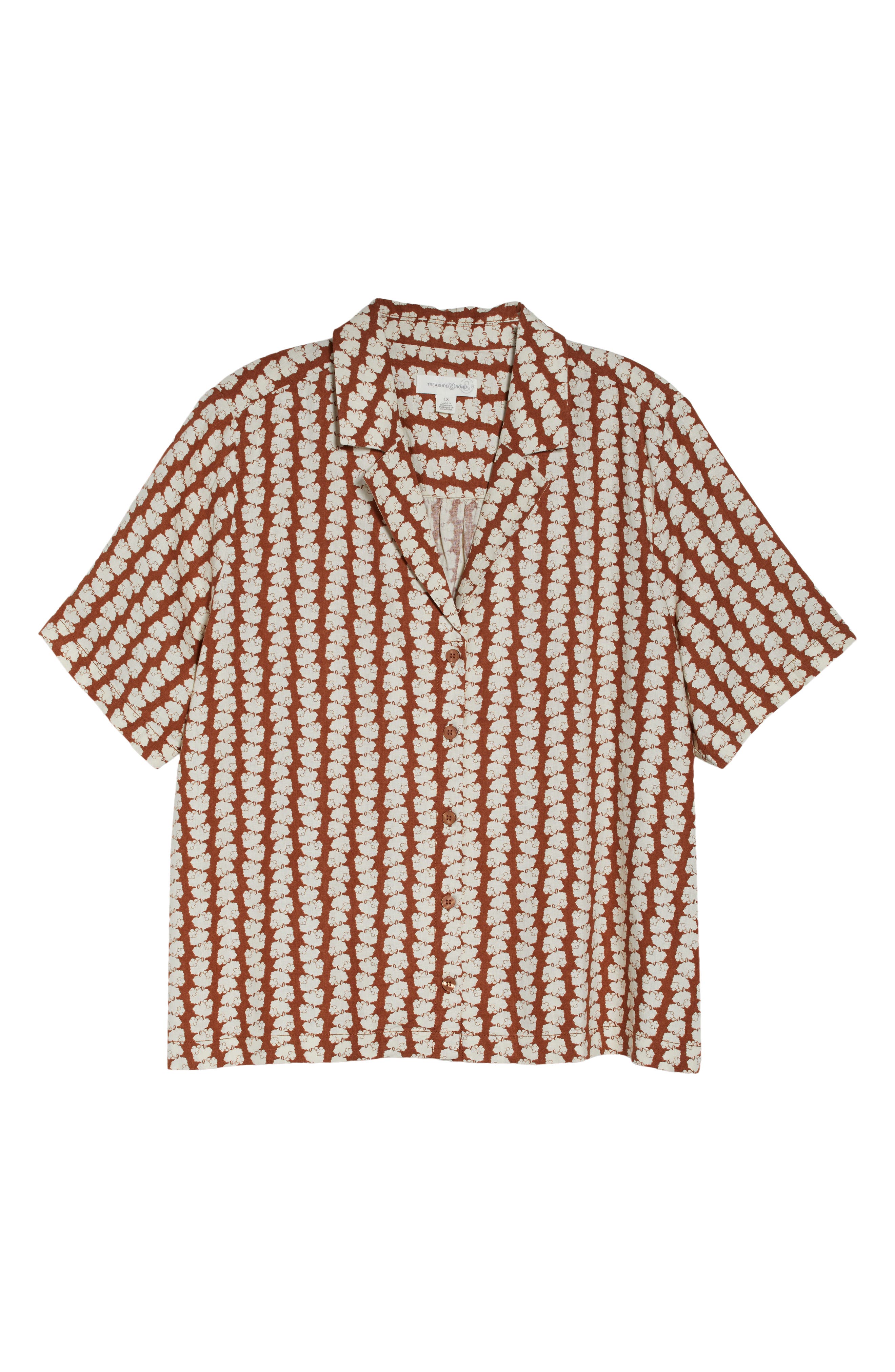 Treasure & Bond Print Linen Blend Camp Shirt | Nordstromrack