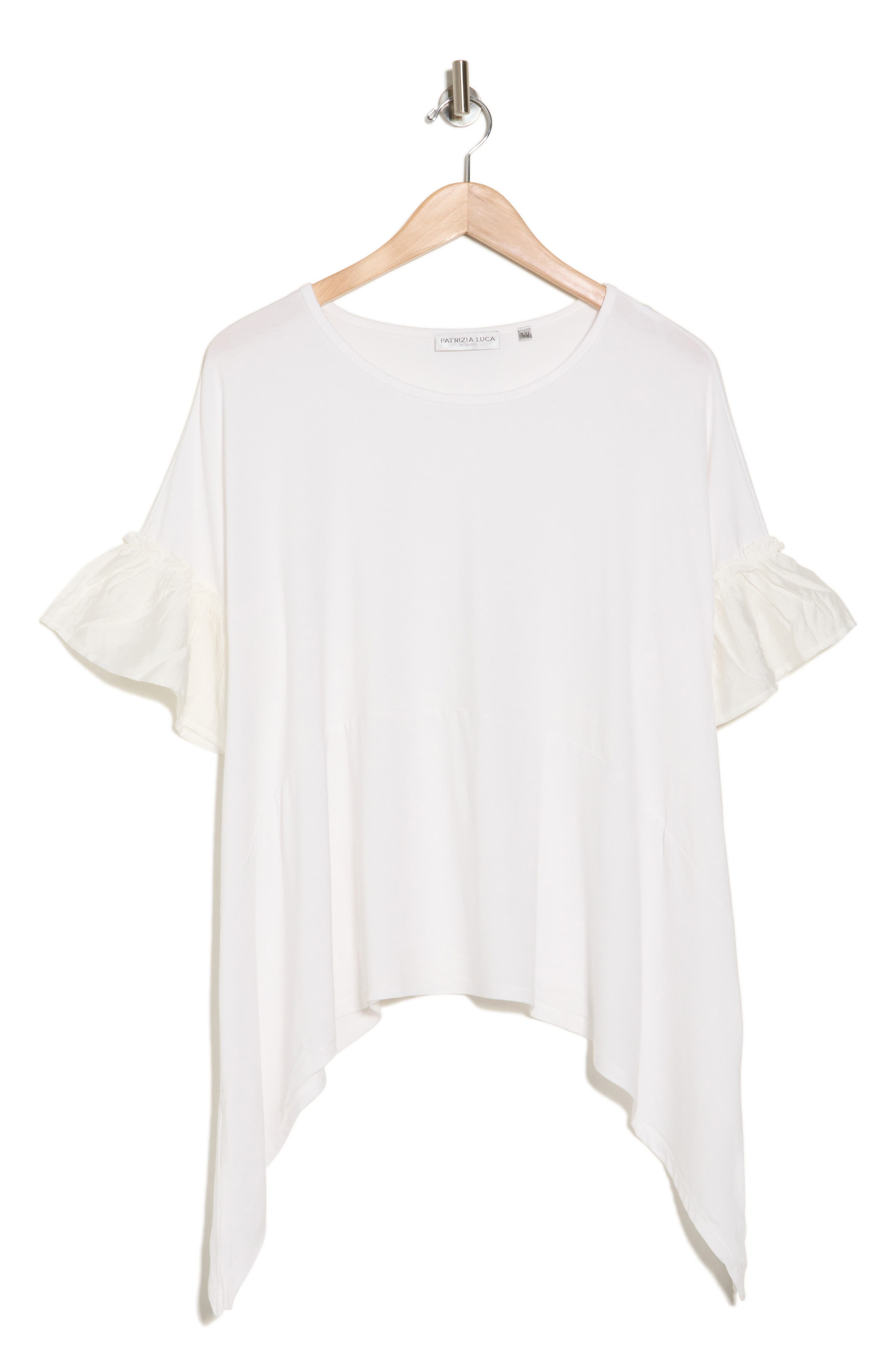 PATRIZIA LUCA Ruffle Short Sleeve Sharkbite Hem Top | Nordstromrack
