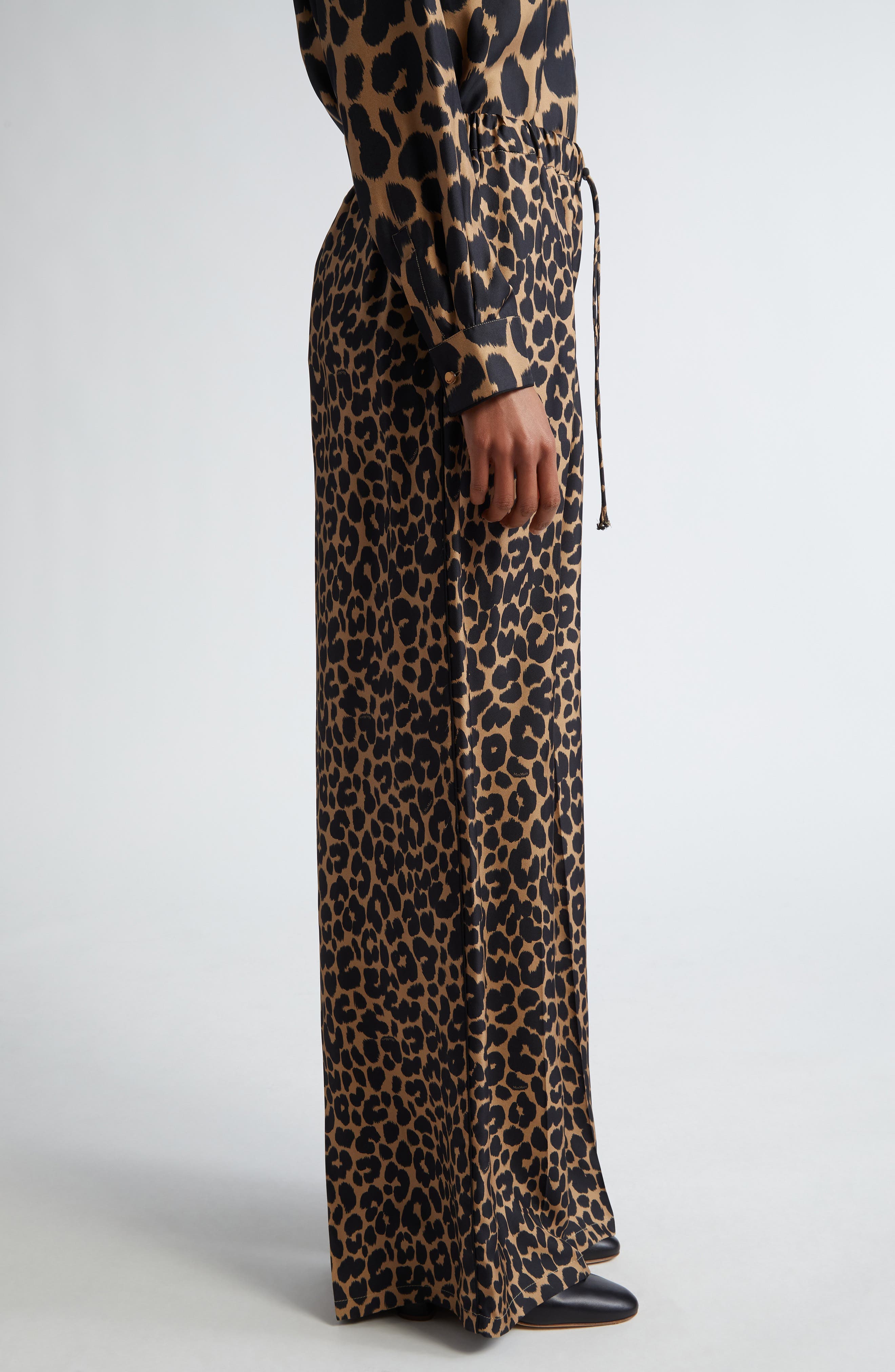 Max Mara Ghinea Leopard Print Silk Wide Leg Pants | Nordstrom