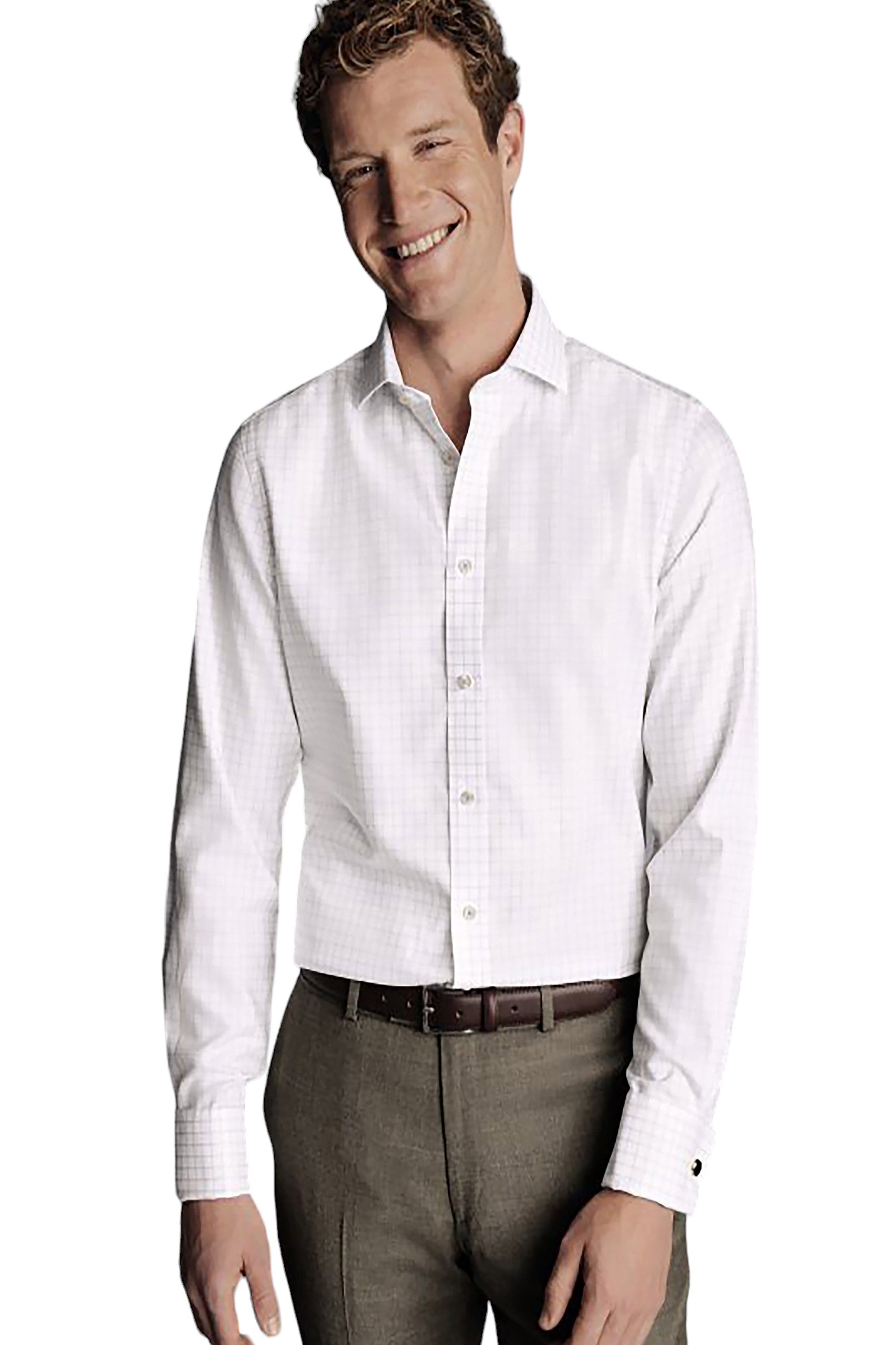 Charles Tyrwhitt Non-Iron Clifton Weave Check Cutaway Slim Fit Shirt ...